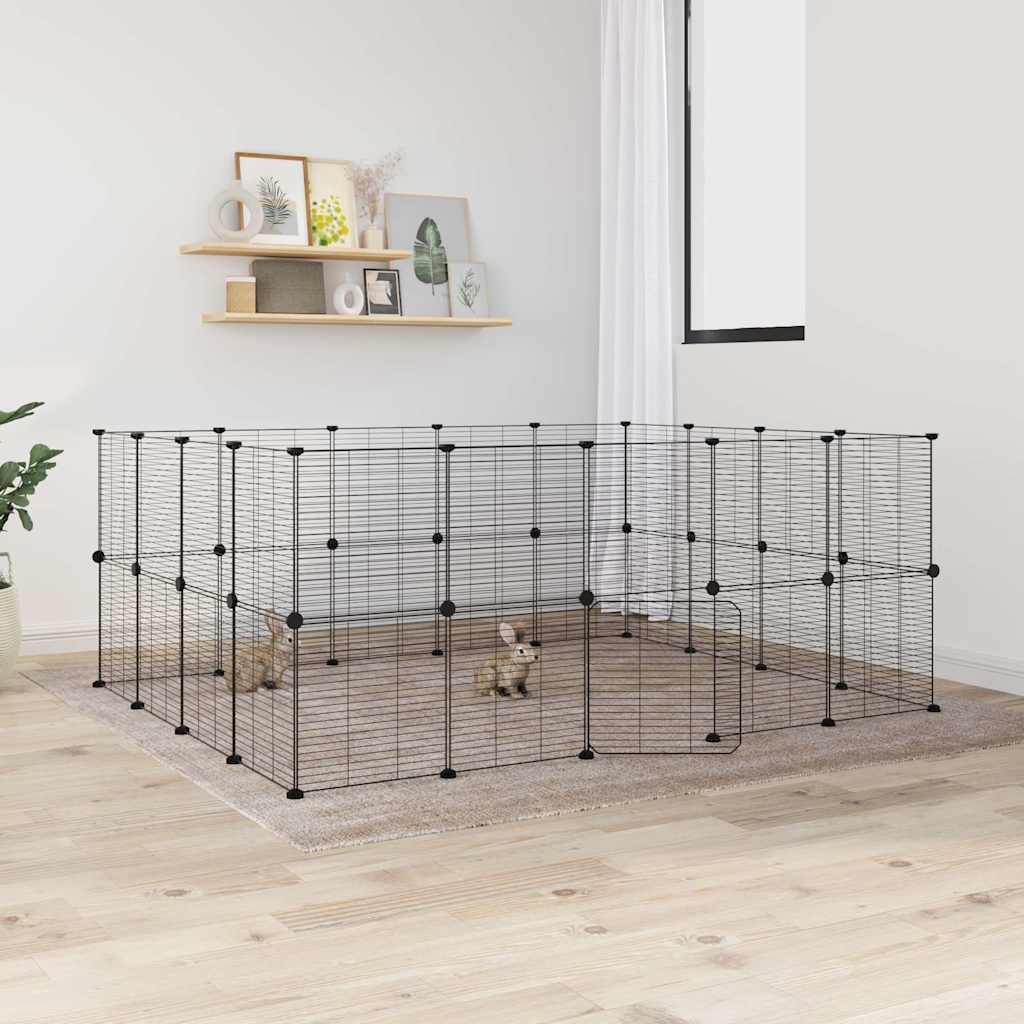 Cage animaux de compagnie à 36 panneaux et porte Noir 35x35 cm | Leroy ...