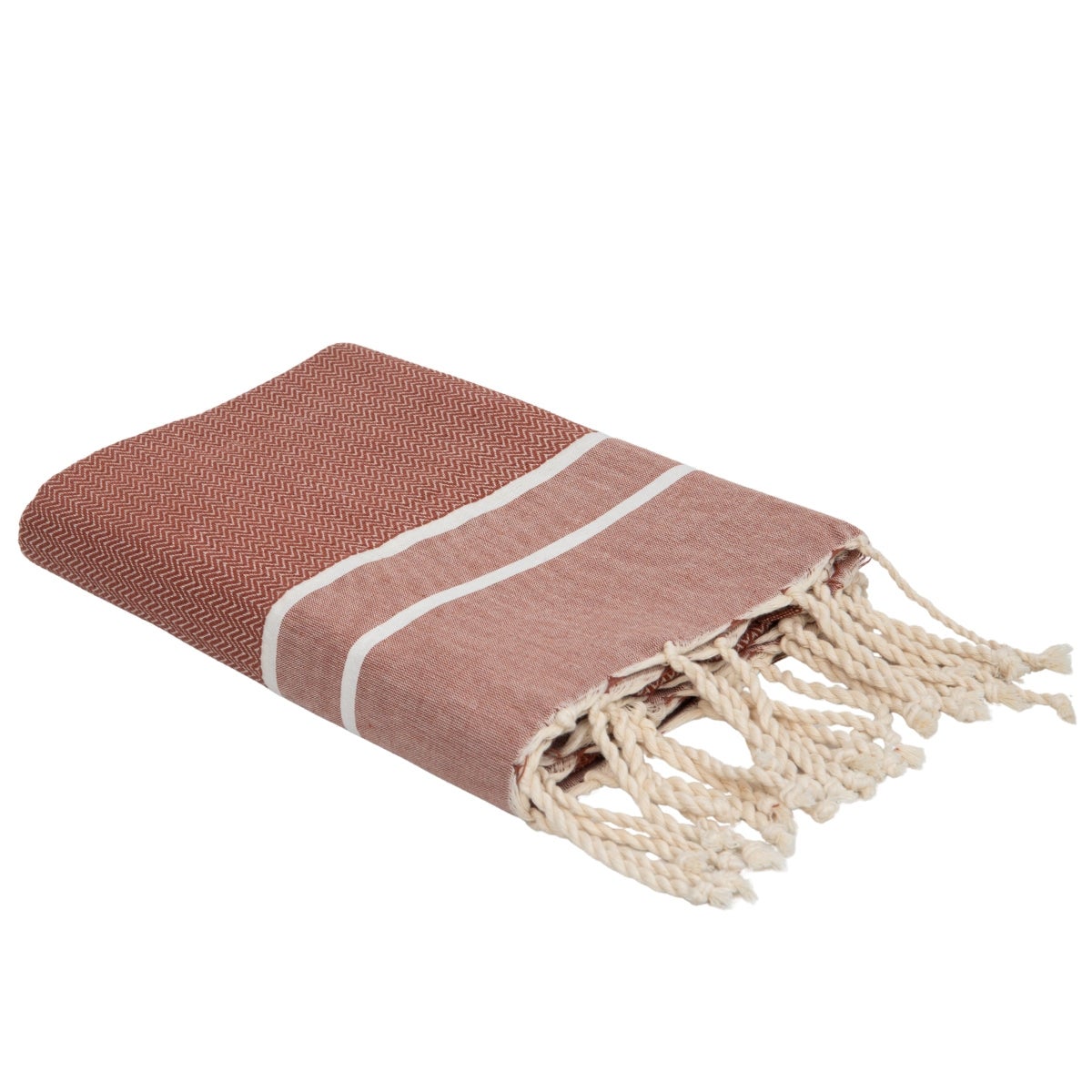 Fouta jacquard coton rouge tomette | Leroy Merlin
