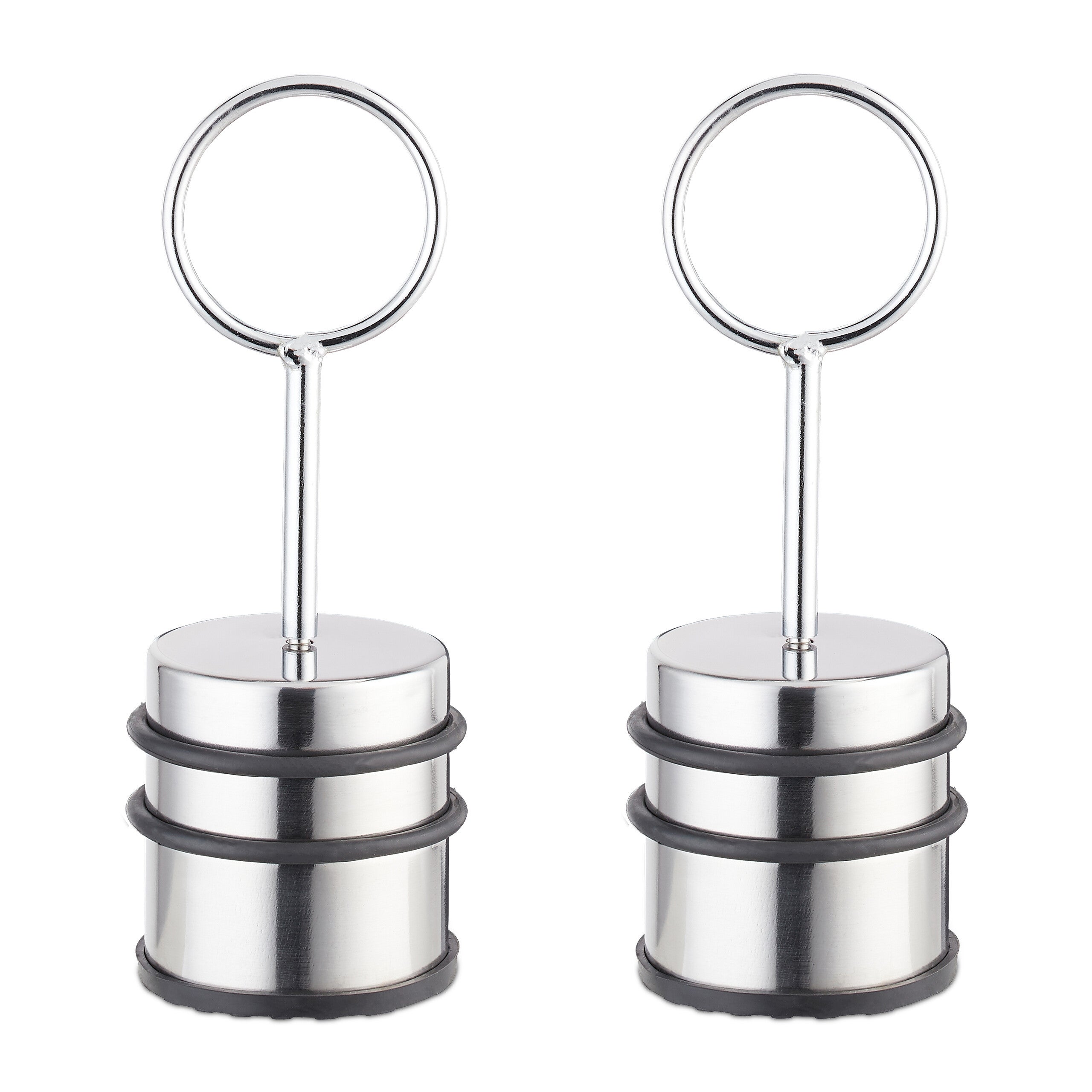 Relaxdays Butoir de porte, lot 2, avec poignée, acier inox et ...