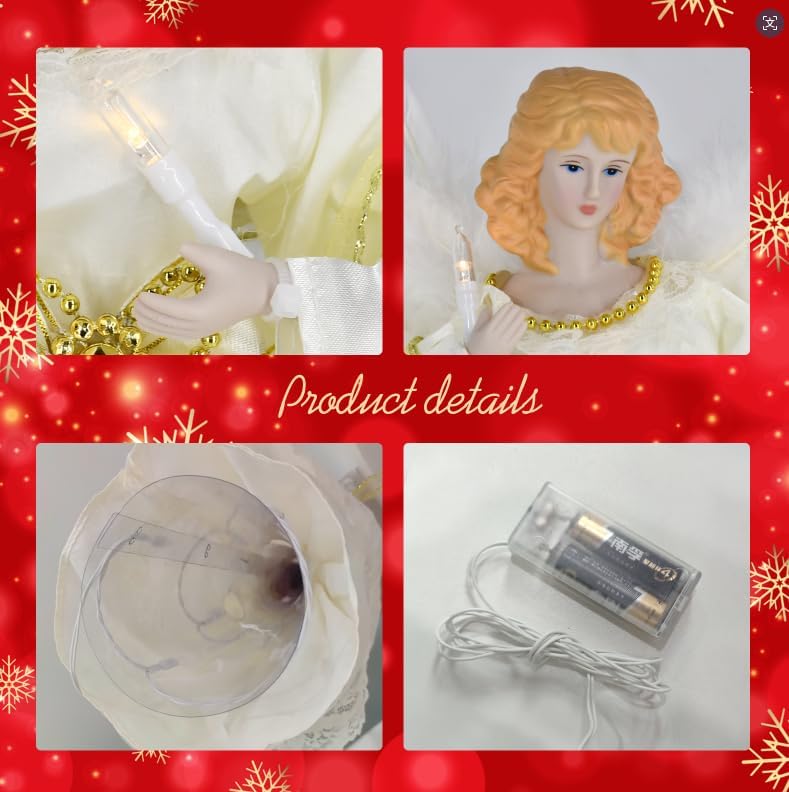 Magnífico ángel para la punta del árbol, Decoración navideña para ...