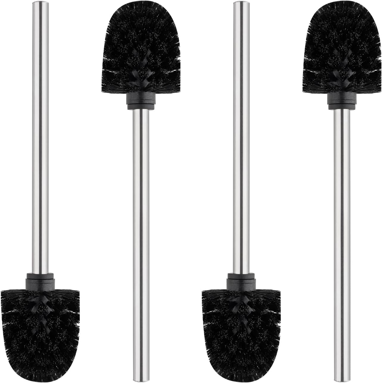 Brosse WC Classique 4 Pièces, Manche en Acier Inoxydable, Tête de Brosse Noire 8CM | Leroy Merlin