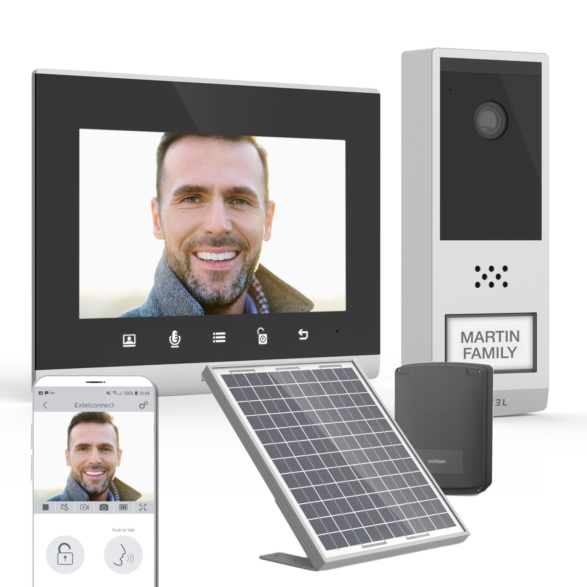 Visiophone connecté solaire et sans fil, longue portée 350 mètres ...