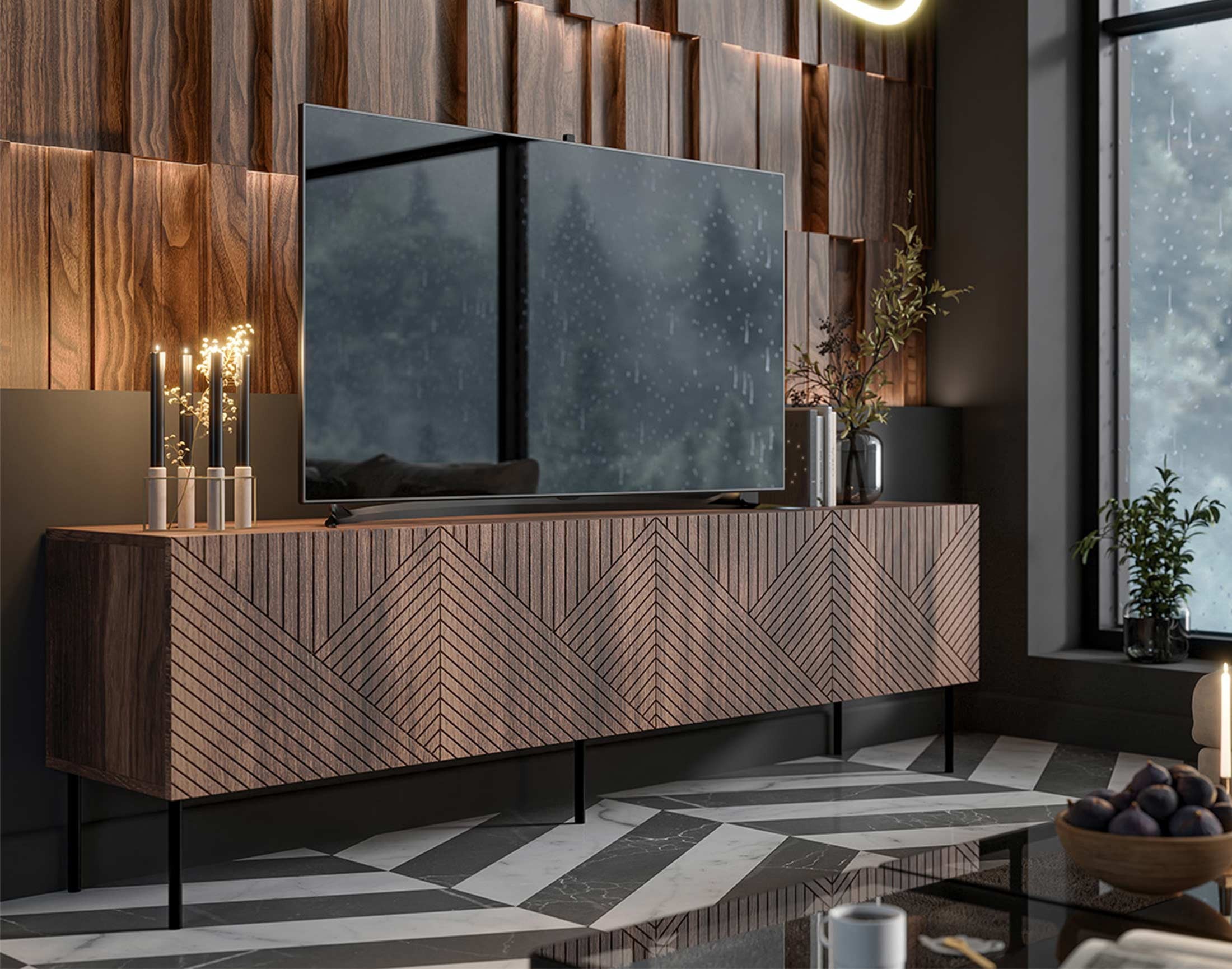 Meuble TV style contemporain 191*40*58 cm bois - SALVADOR - Best ...