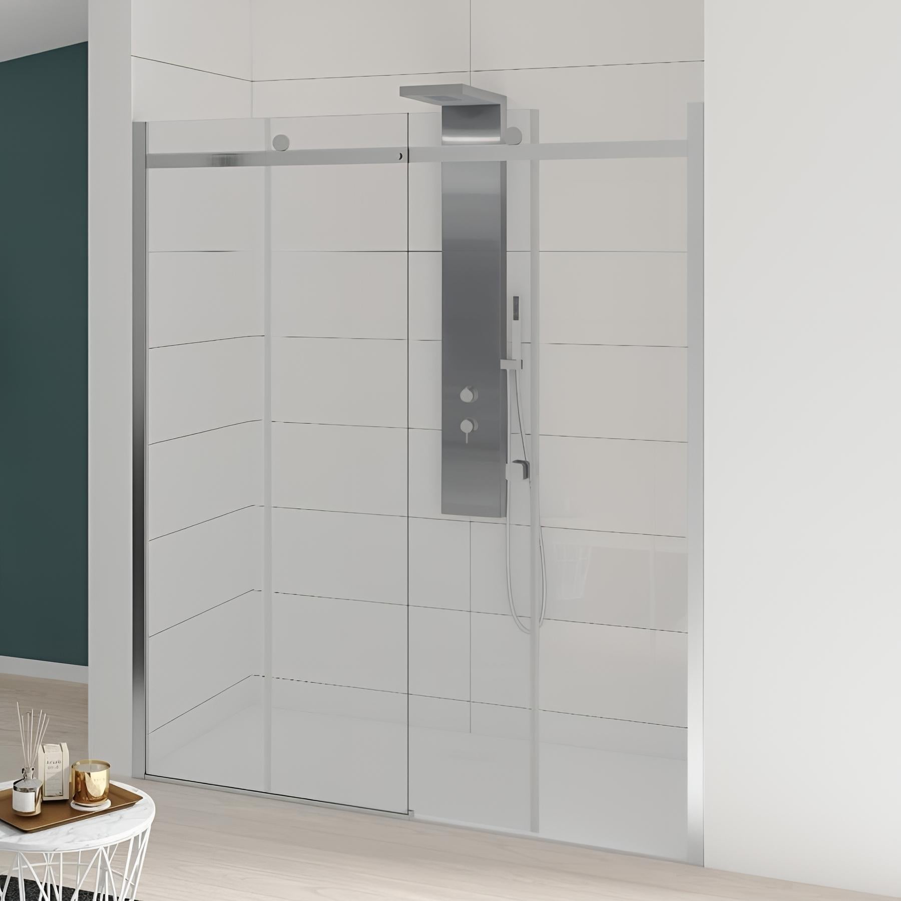 Pared de ducha KINESTYLE 140 cm ancho ajustable entre 2 paredes, perfil ...