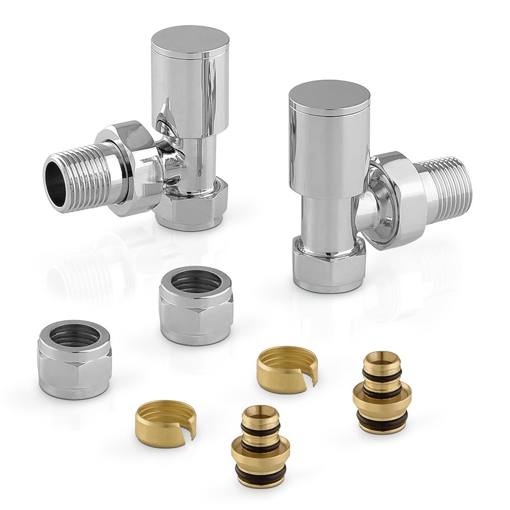 Robinets de radiateur chromés avec raccords multicouches 16 mm G 1/2 | Leroy Merlin