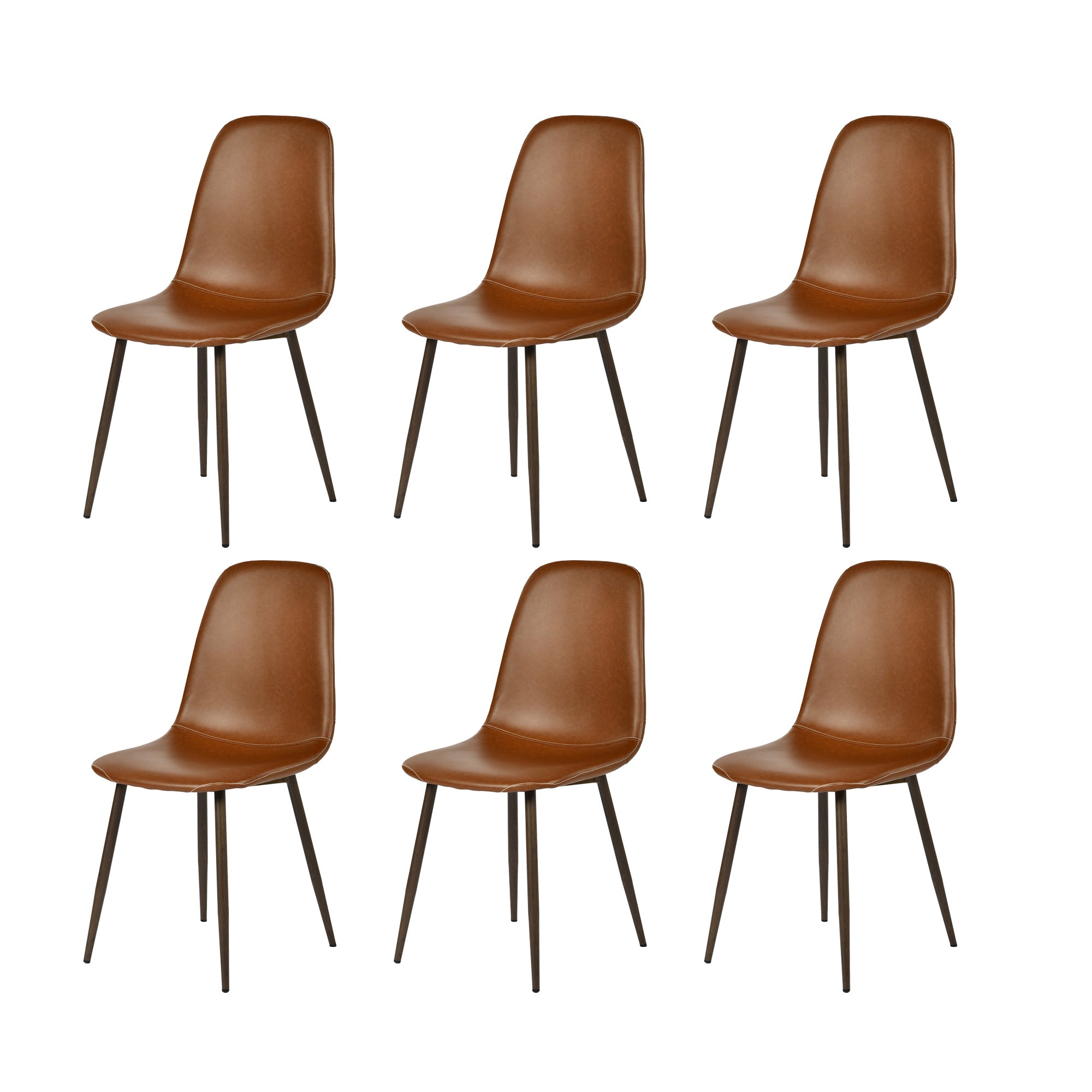 Lot de 6 Chaises de Salle à Manger Vintage Rembourrées en Simili Cuir ...