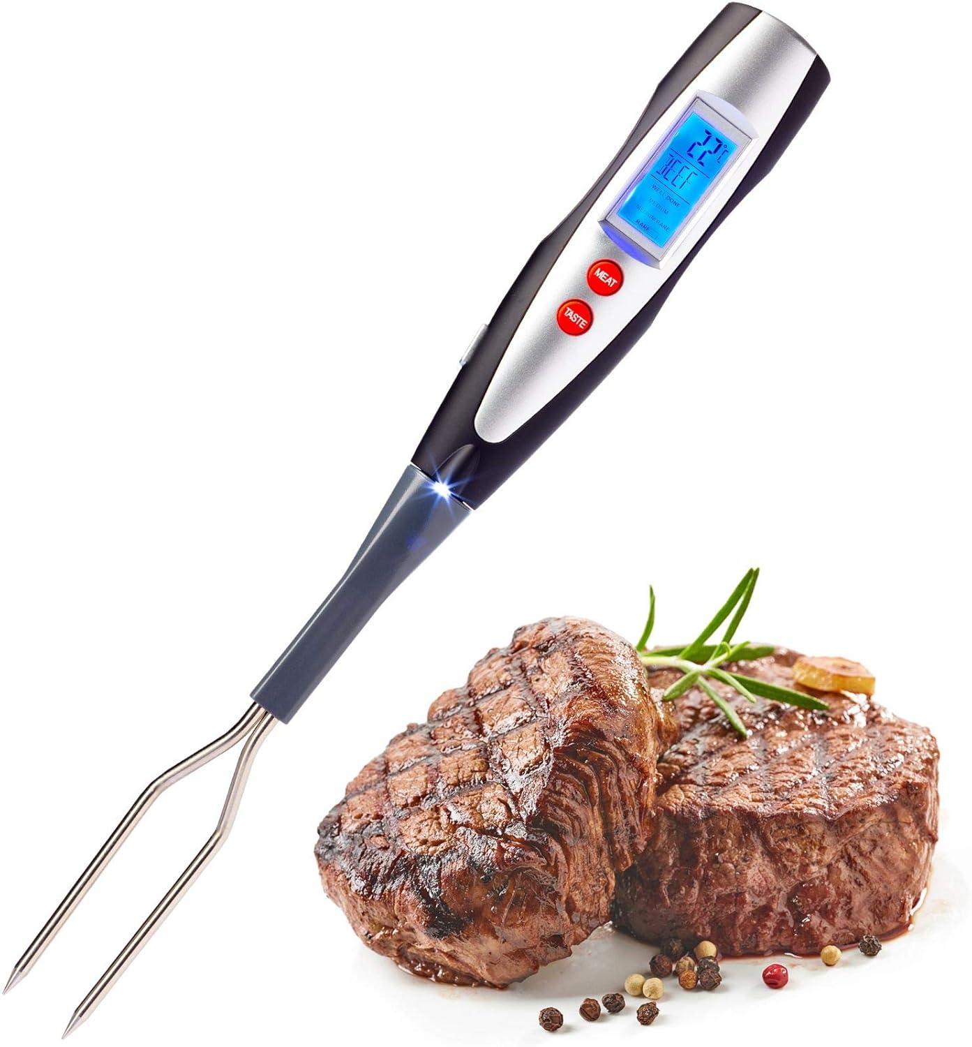 Fourchette à Viande avec Thermomètre, Avec Ecran LED et Lampe, Longueur ...