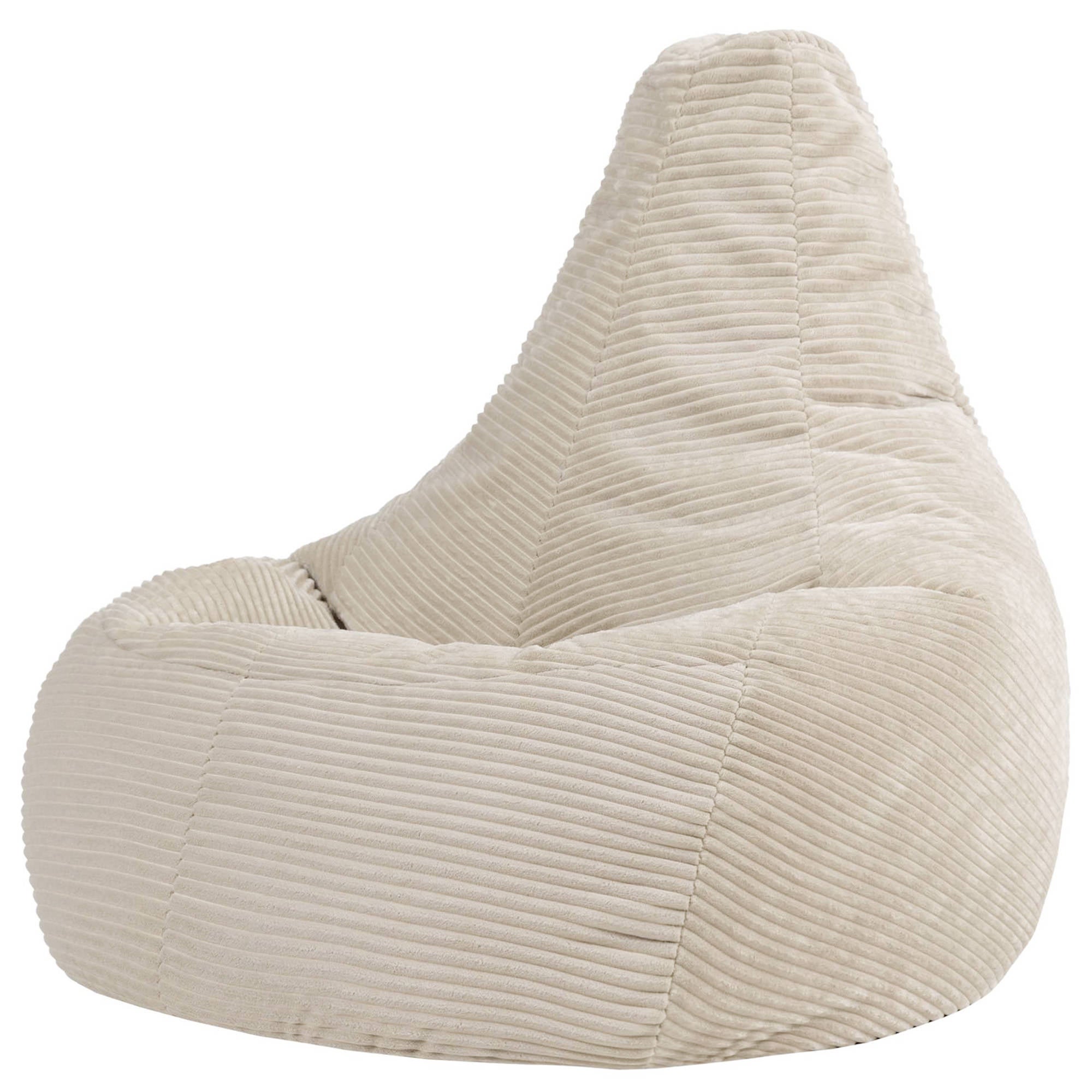 Puf grande XL con respaldo alto Icon pana beige, salón, dormitorio ...
