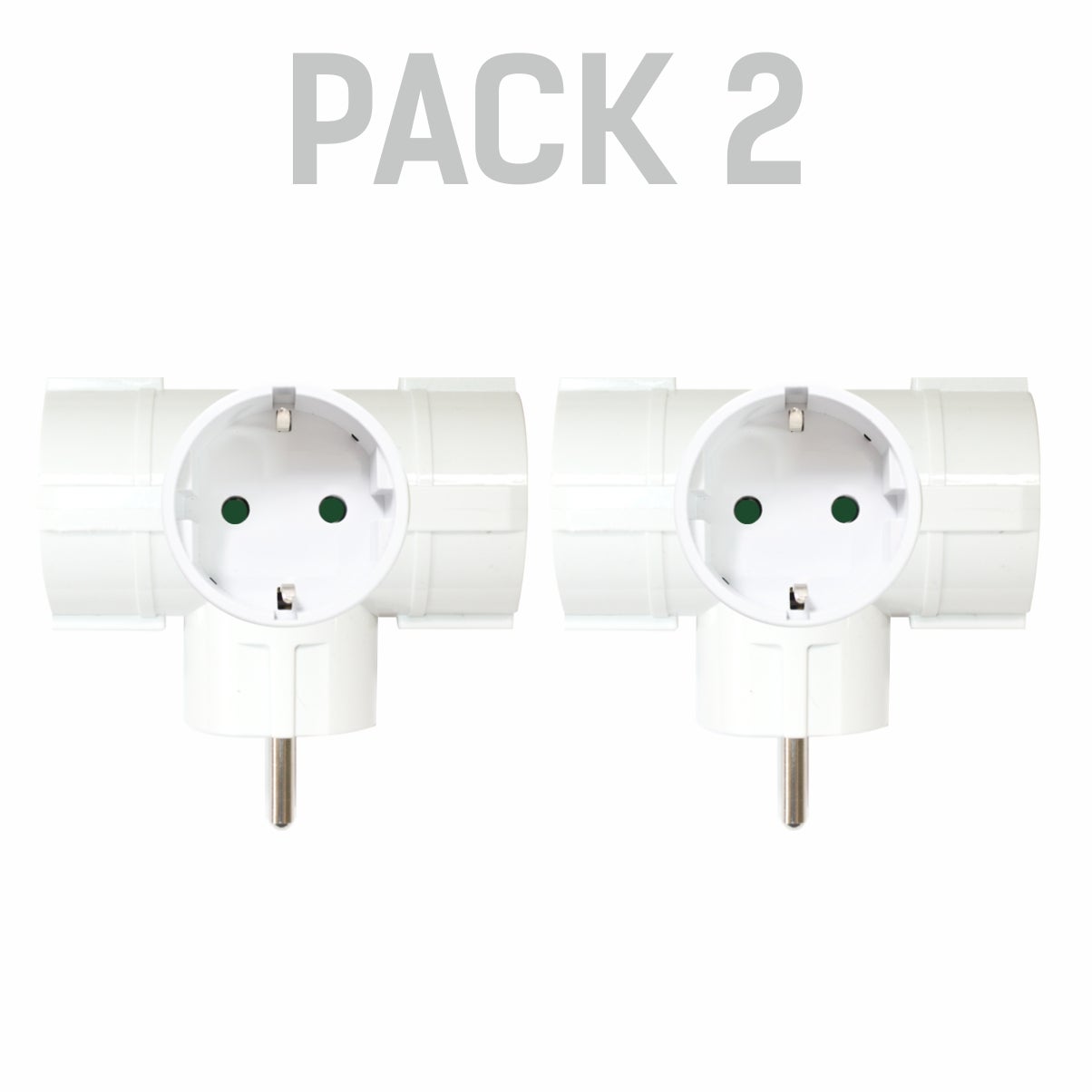Pack x2 Schuko Adapter Silver Electronics 3 TT sockets side Plastic ...