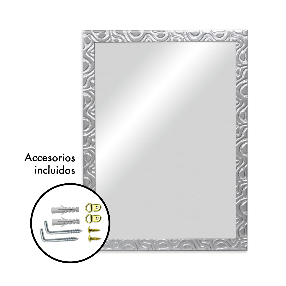 Espejo Pared Cuerpo Entero 50x70cm-Marco Exterior 57,5x77,5cm MOD-144 ...