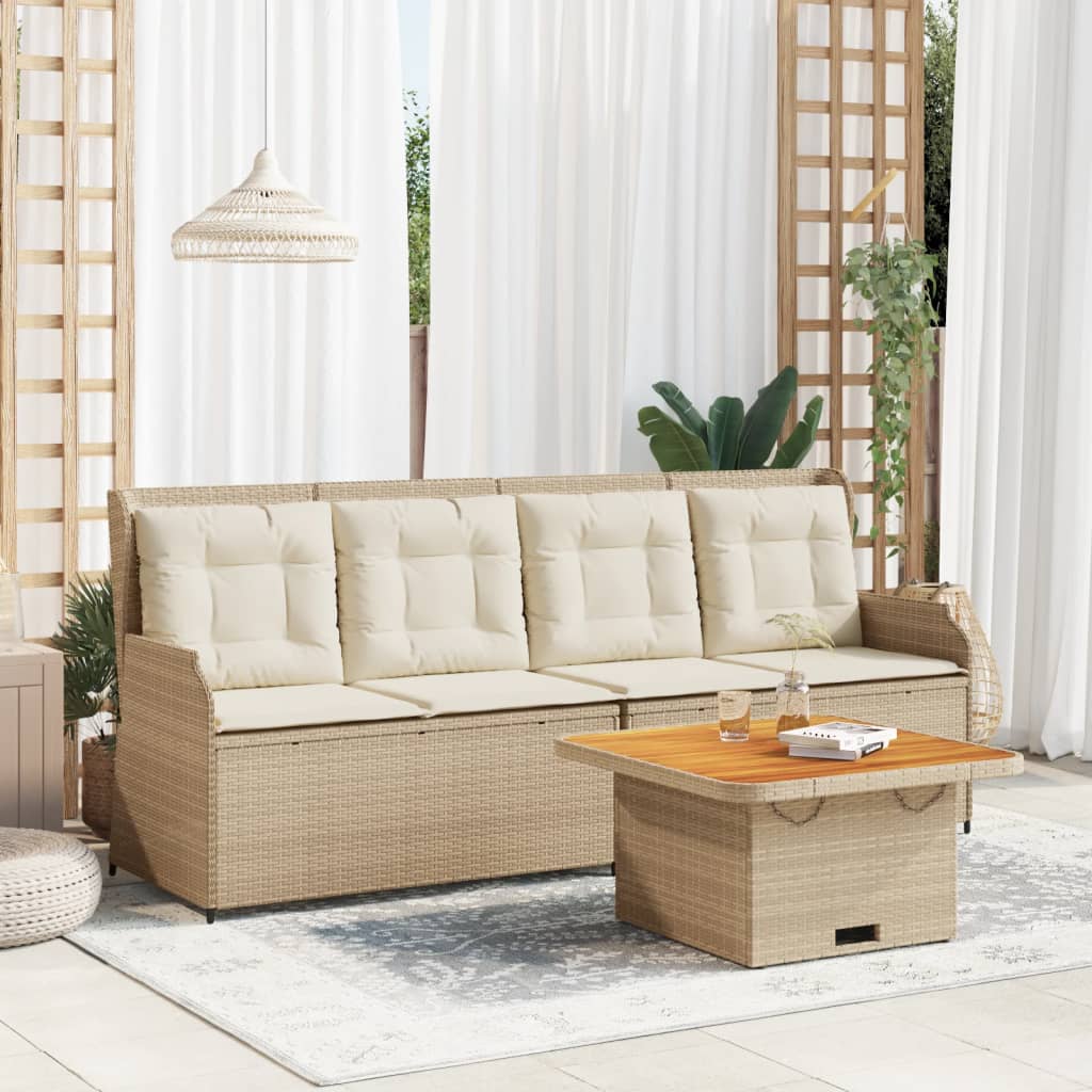 Salon de jardin avec coussins 3 pcs beige résine tressée | Leroy Merlin