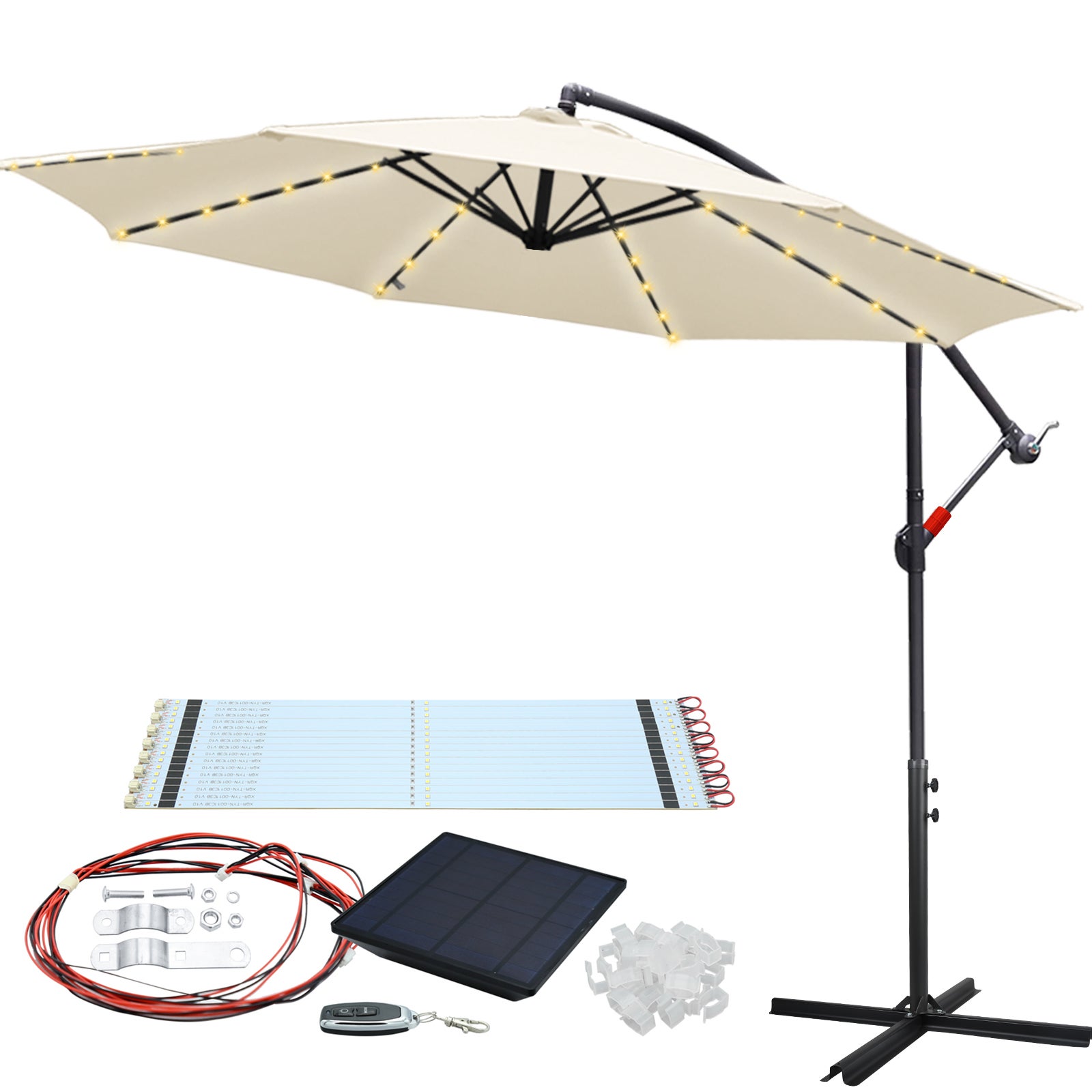 3.5m Parasol avec LED Parasol de jardin hydrofuge avec manivelle Jardin ...