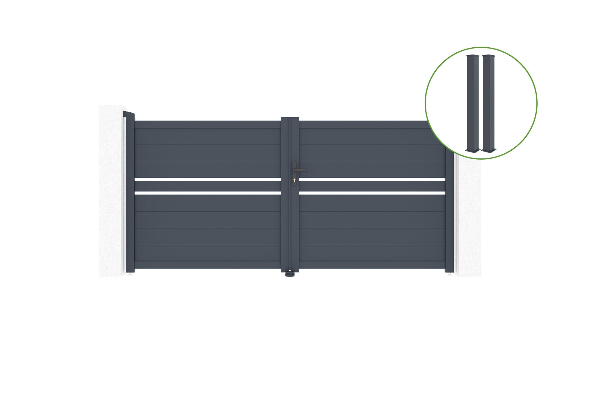 Puerta abatible 3m CIMONE H.140cm aluminio + 2 postes EIFEL 15x15cm H ...