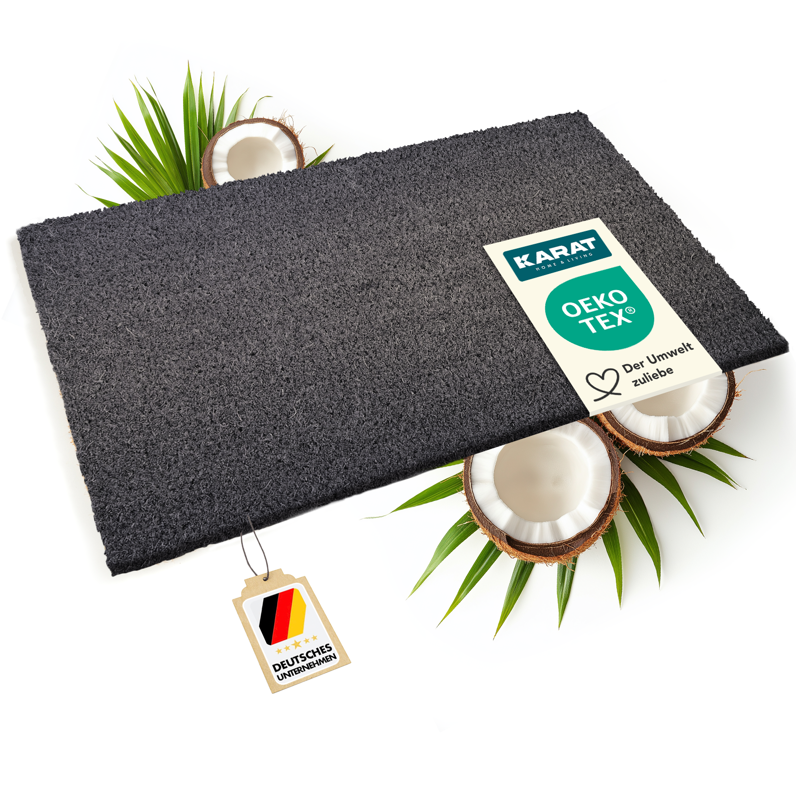 Estera de coco, antideslizante Fibra de coco Gris 24 mm 200 x 150 cm ...