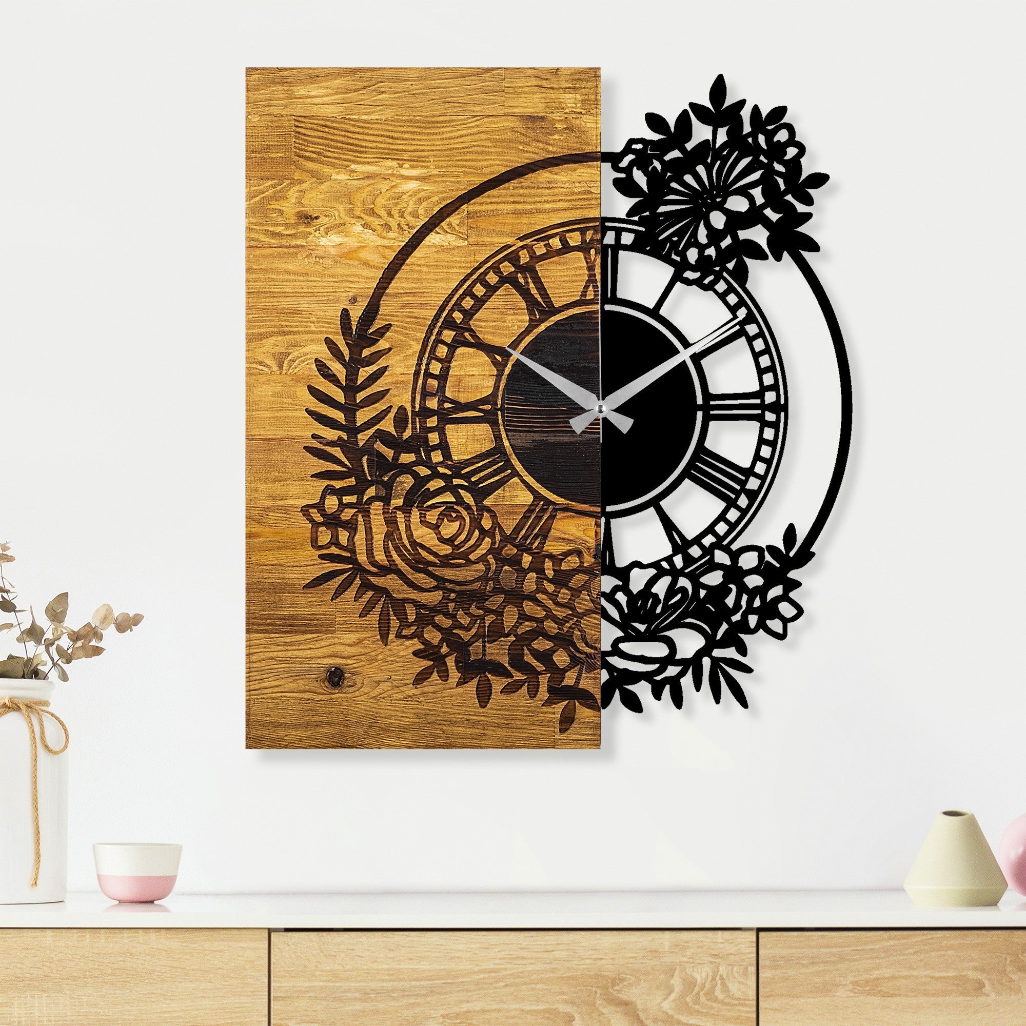 Reloj de pared madera Modelo 14 nogal negro 58x3x51 cm | Leroy Merlin