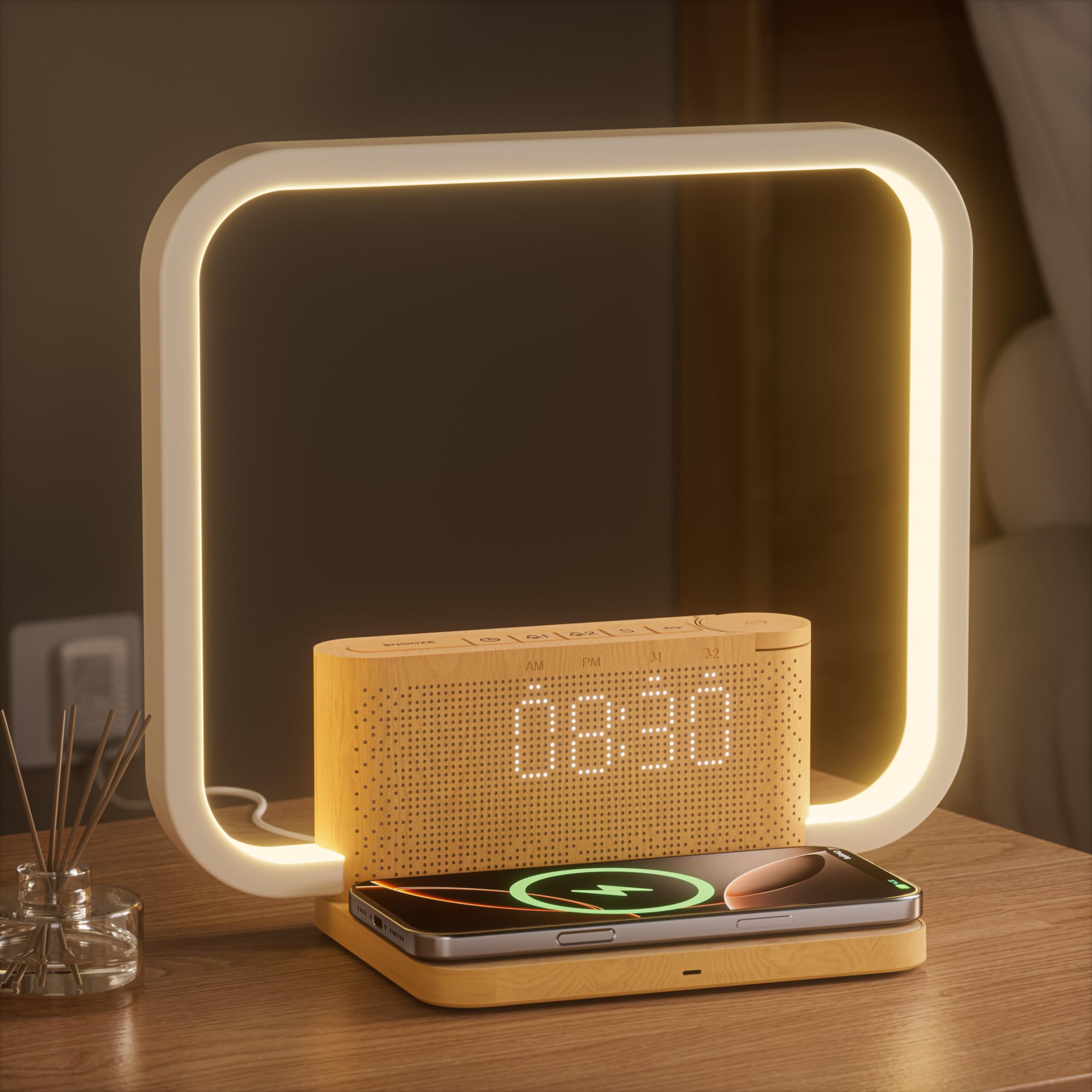 Despertador con Simulador de Amanecer,3 Niveles de Luz Táctil,Lámpara ...