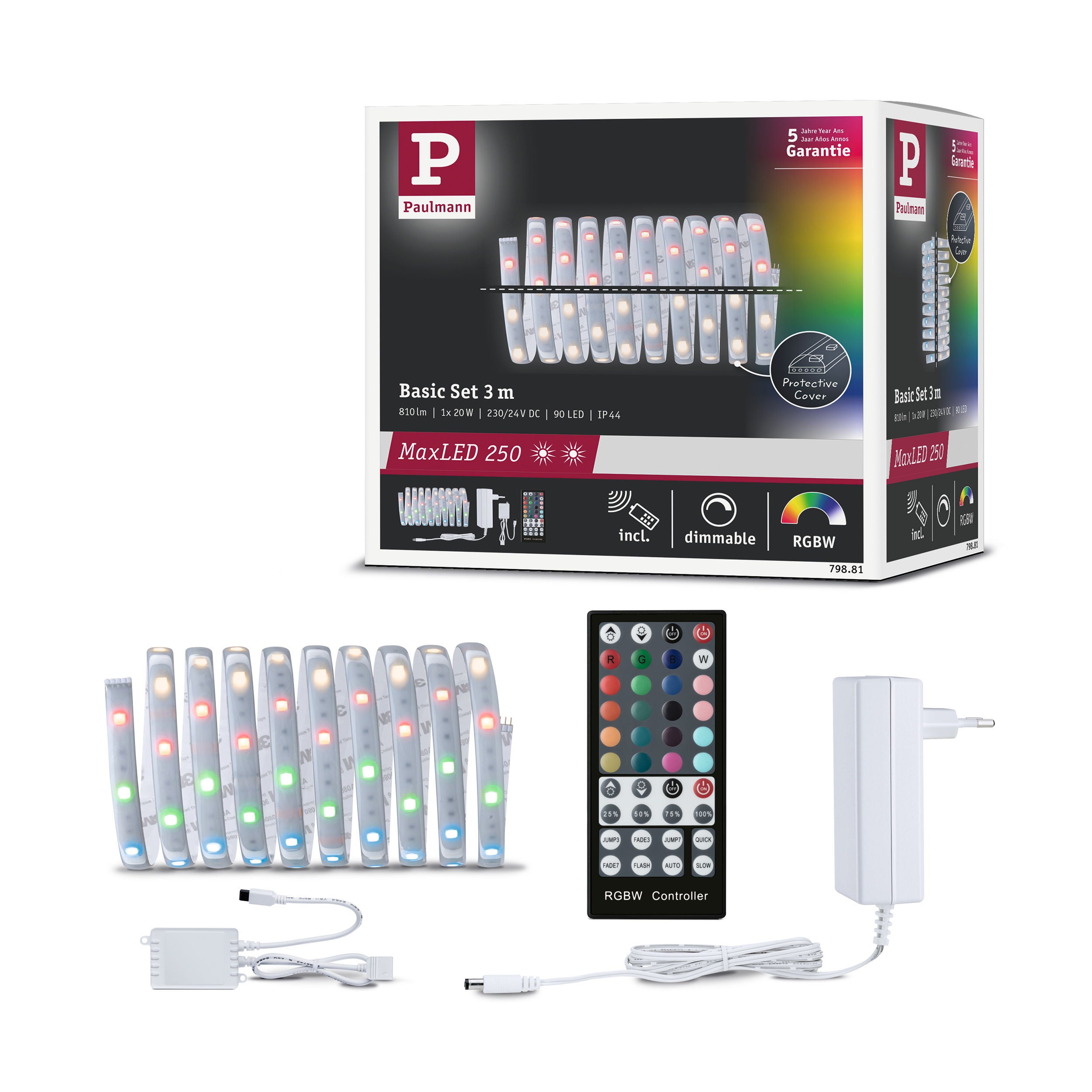 MaxLED 250 Strip LED Kit de base 3m RGBW+ 3m revêtue 20W 270lm/m 30 ...