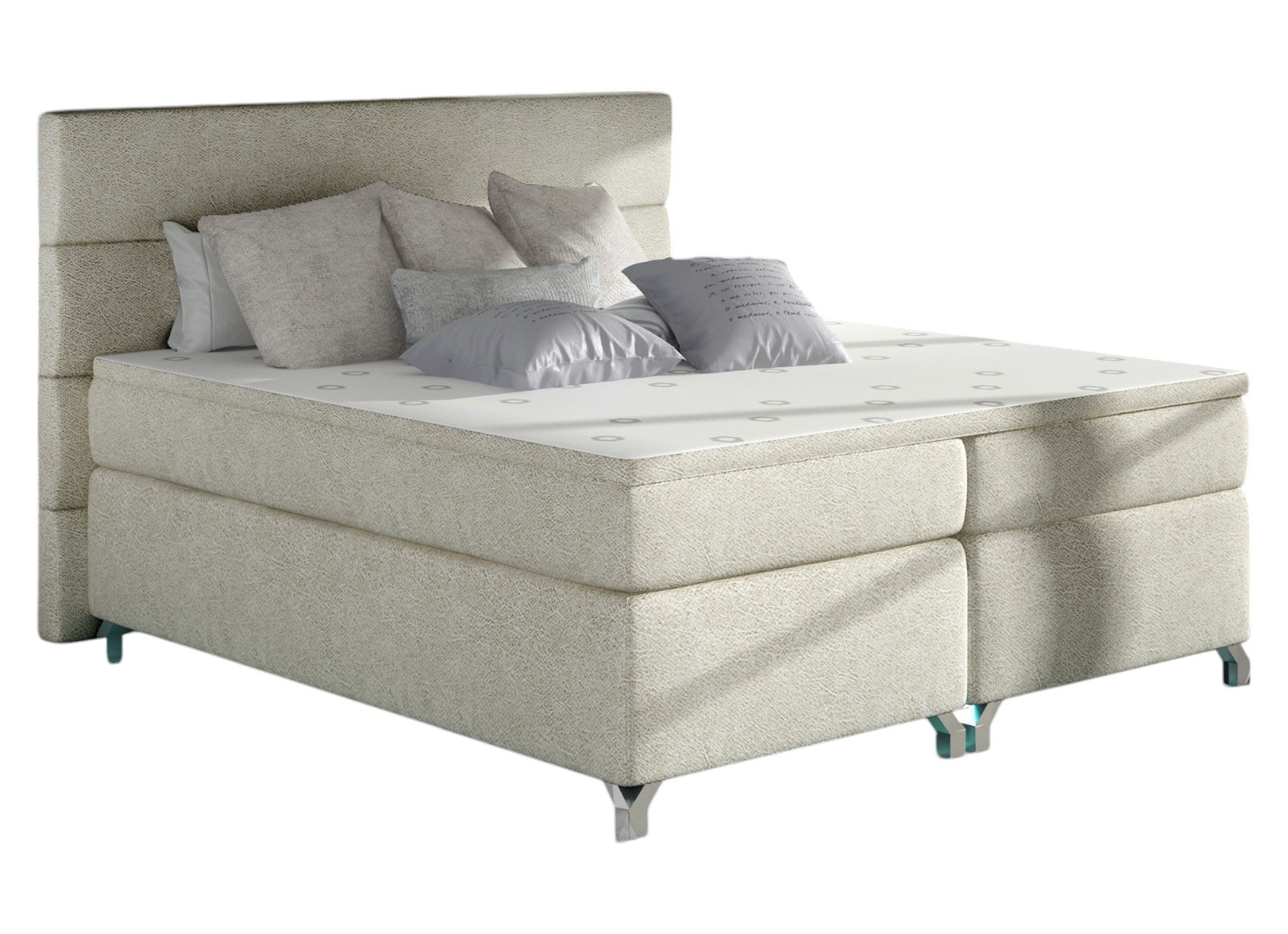 Lit boxspring 180x200 tissu crème Mador | Leroy Merlin