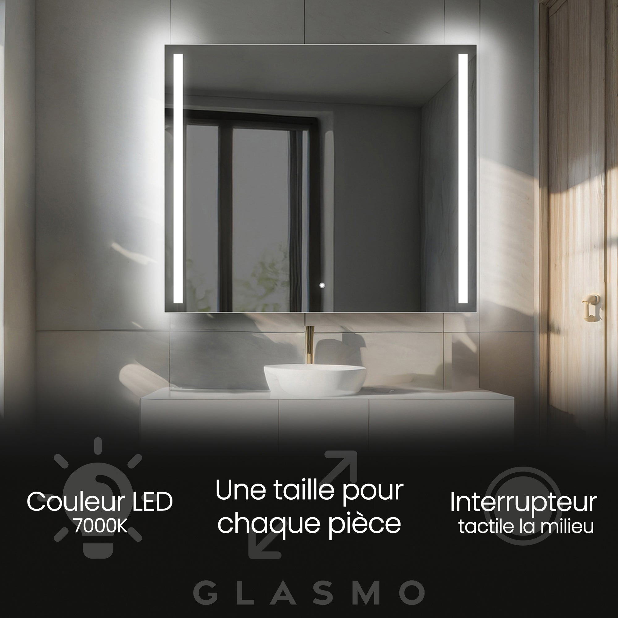 Miroir de Salle de Bain LED - Claire | 200x50 cm | LED Lumineux Miroir ...