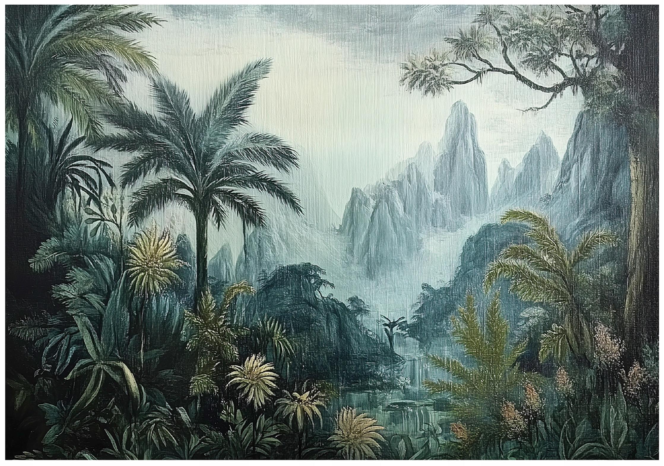 Papier Peint Intissé Panoramique Jungle Nature 300x210 cm - Colle ...