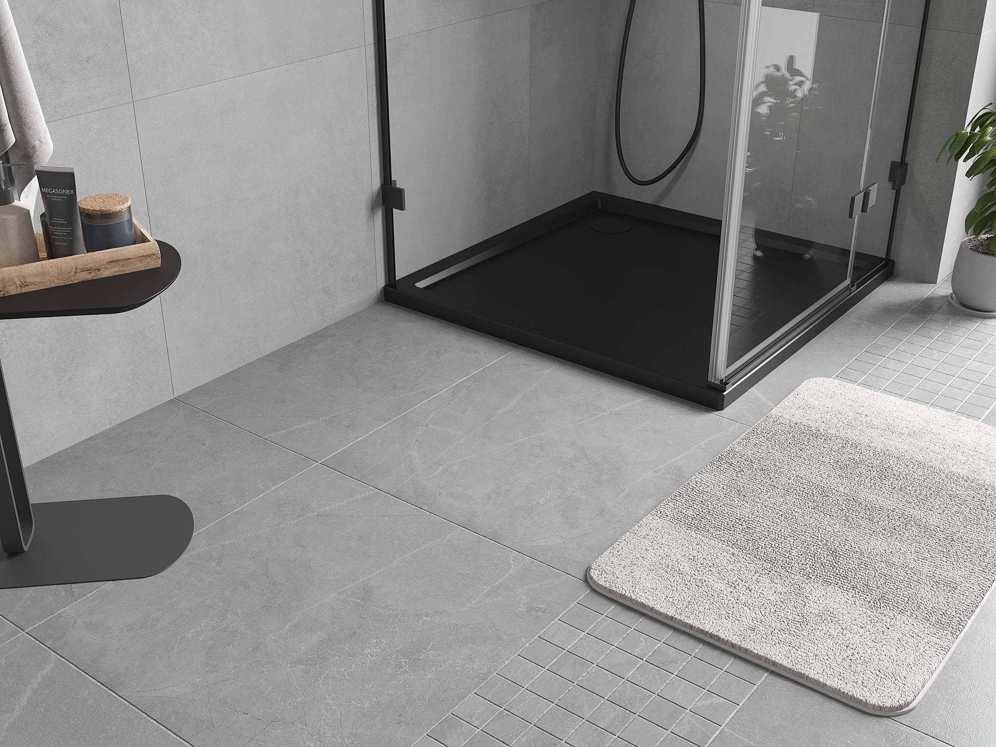 Bac à douche carré slim Mexen Flow 100 x 100 cm, noir mat - 46S701010 ...