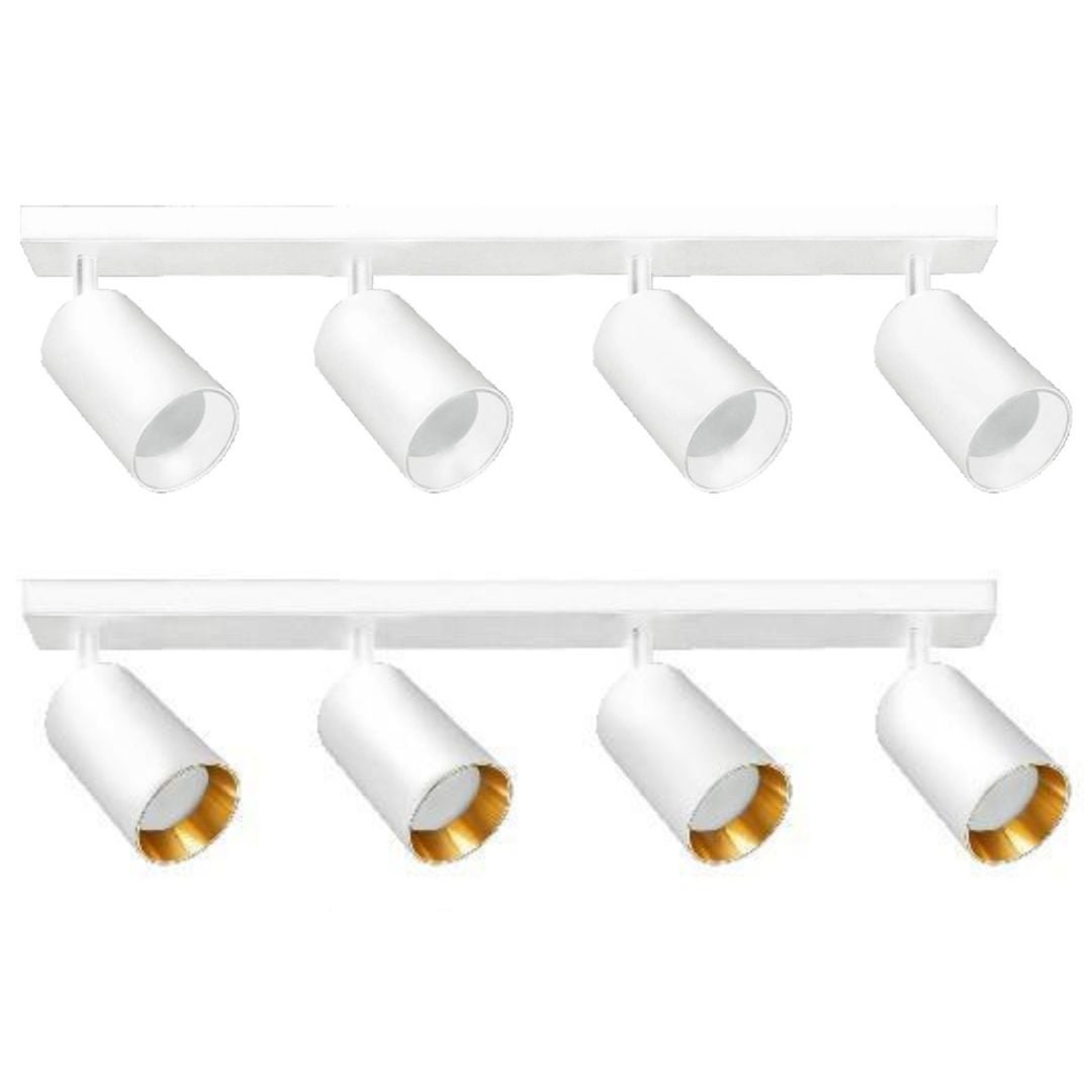 Aplique de Pared y Techo Metal 4 Focos GU10 con Aro Dorado ...