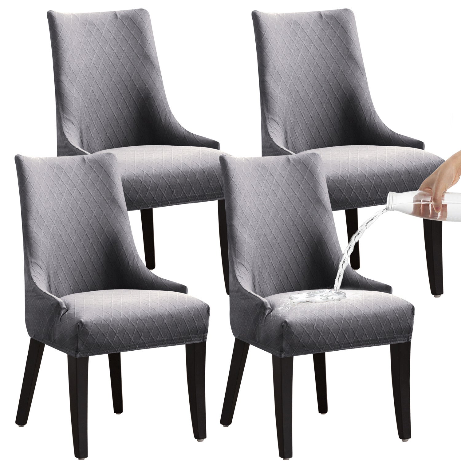 LINGUISTIC WATERPROOF RETRACTABLE CHAIR COVER 4 PIECES - LIGHT GREY ...