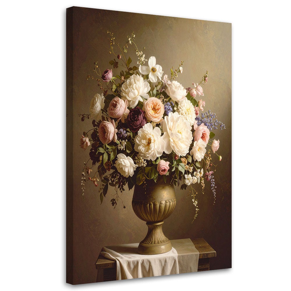 Toile Imprimée Bouquet de fleurs dans un vase vintage 60x90 | Leroy Merlin