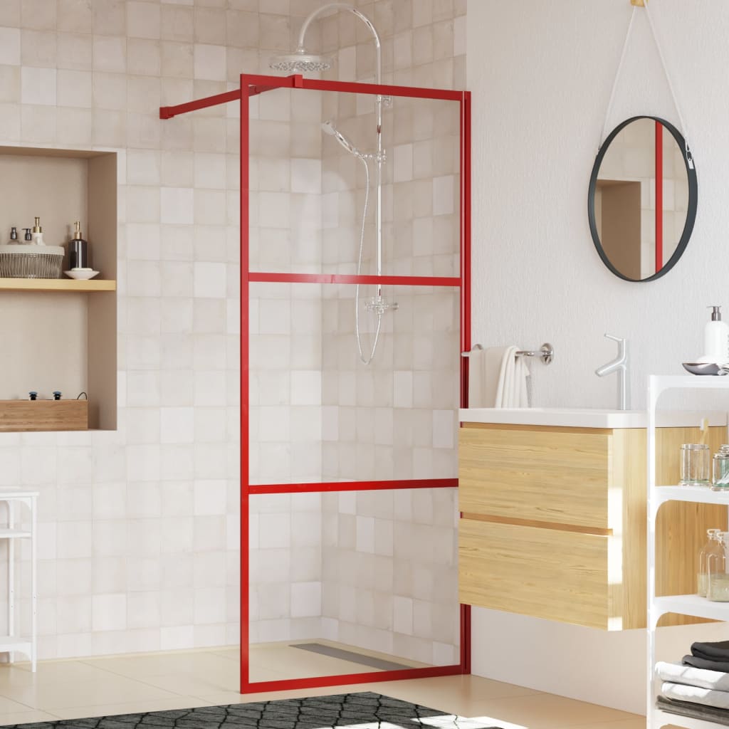 Maison Exclusive - Mampara puerta de ducha vidrio transparente ESG rojo ...