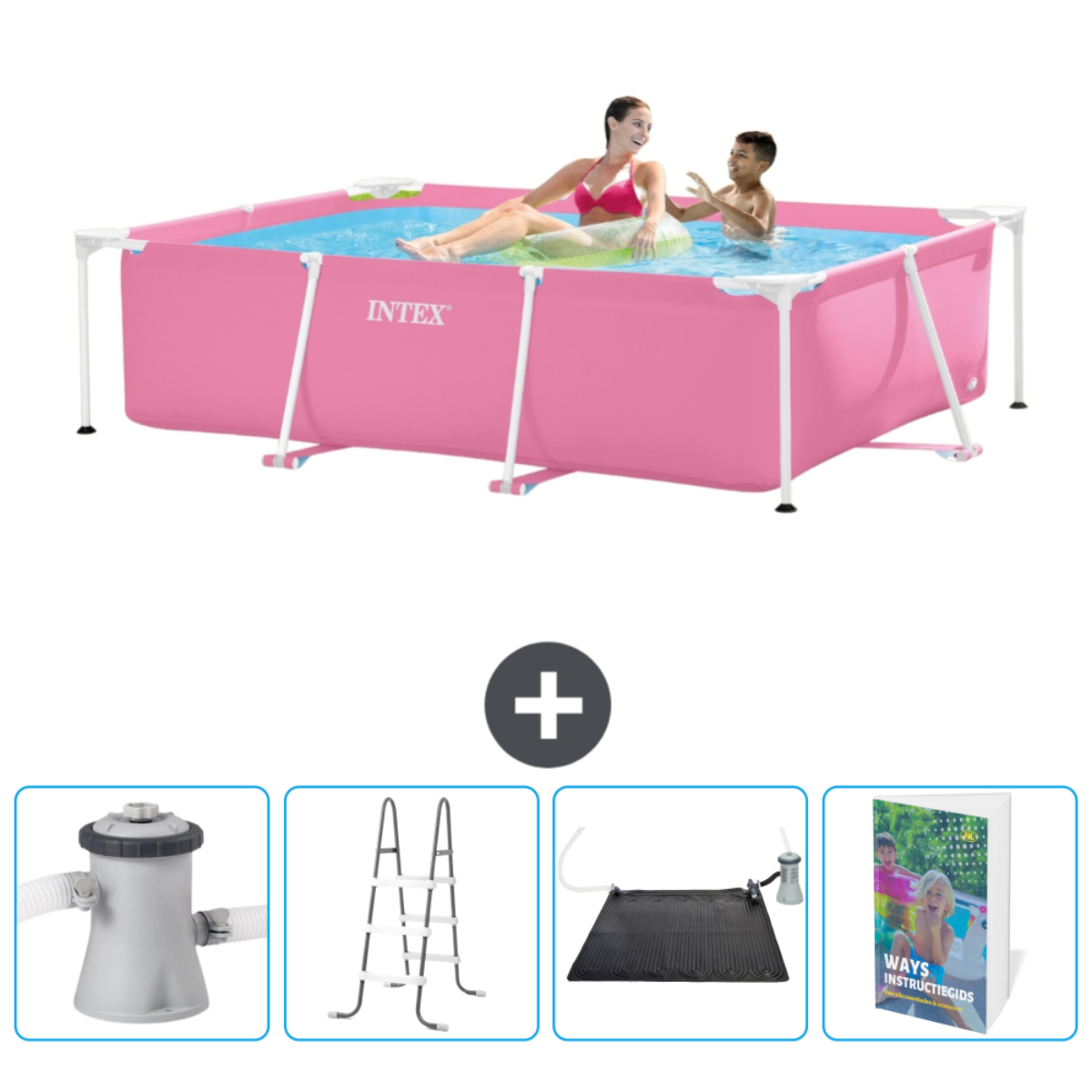 Piscine Cadre Rectangulaire Intex - 220 x 150 x 60 cm - Rose - Incluse ...