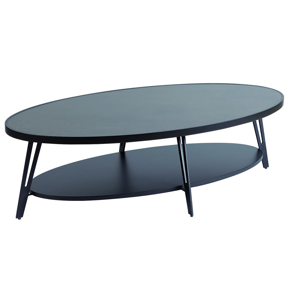 LAUREN - Table Basse Ovale Plateau Céramique Piètement Noir | Leroy Merlin