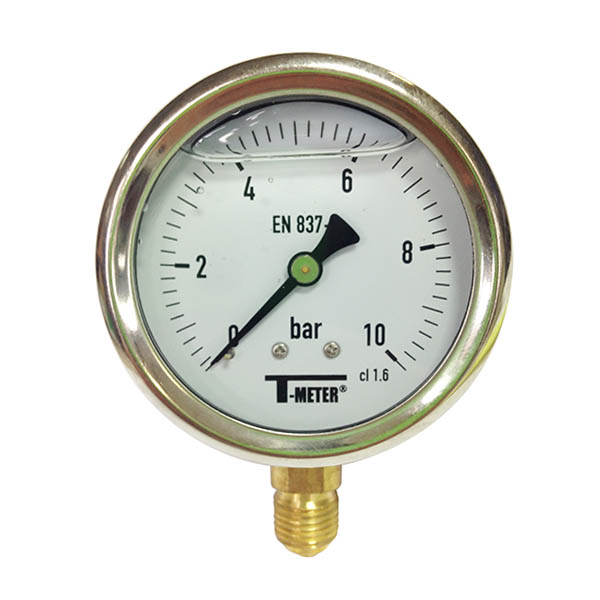Manomètre inox bain glycérine Ø63 mâle 8-13 radial 10 bar | Bricoman