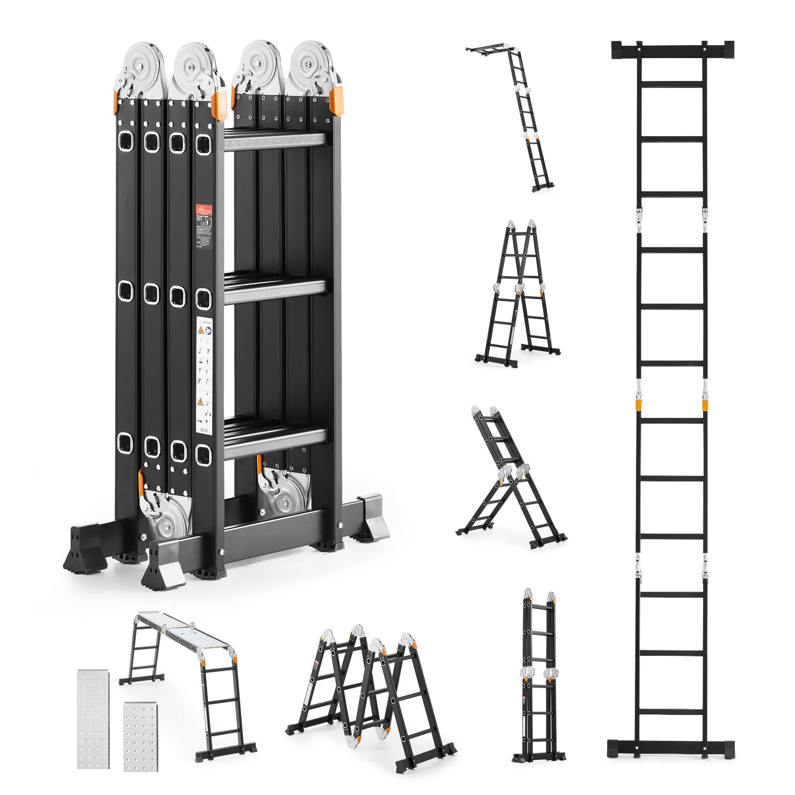 Scala pieghevole SucceBuy 7 in 1,telaio A 3 gradini,tavola impalcatura ...