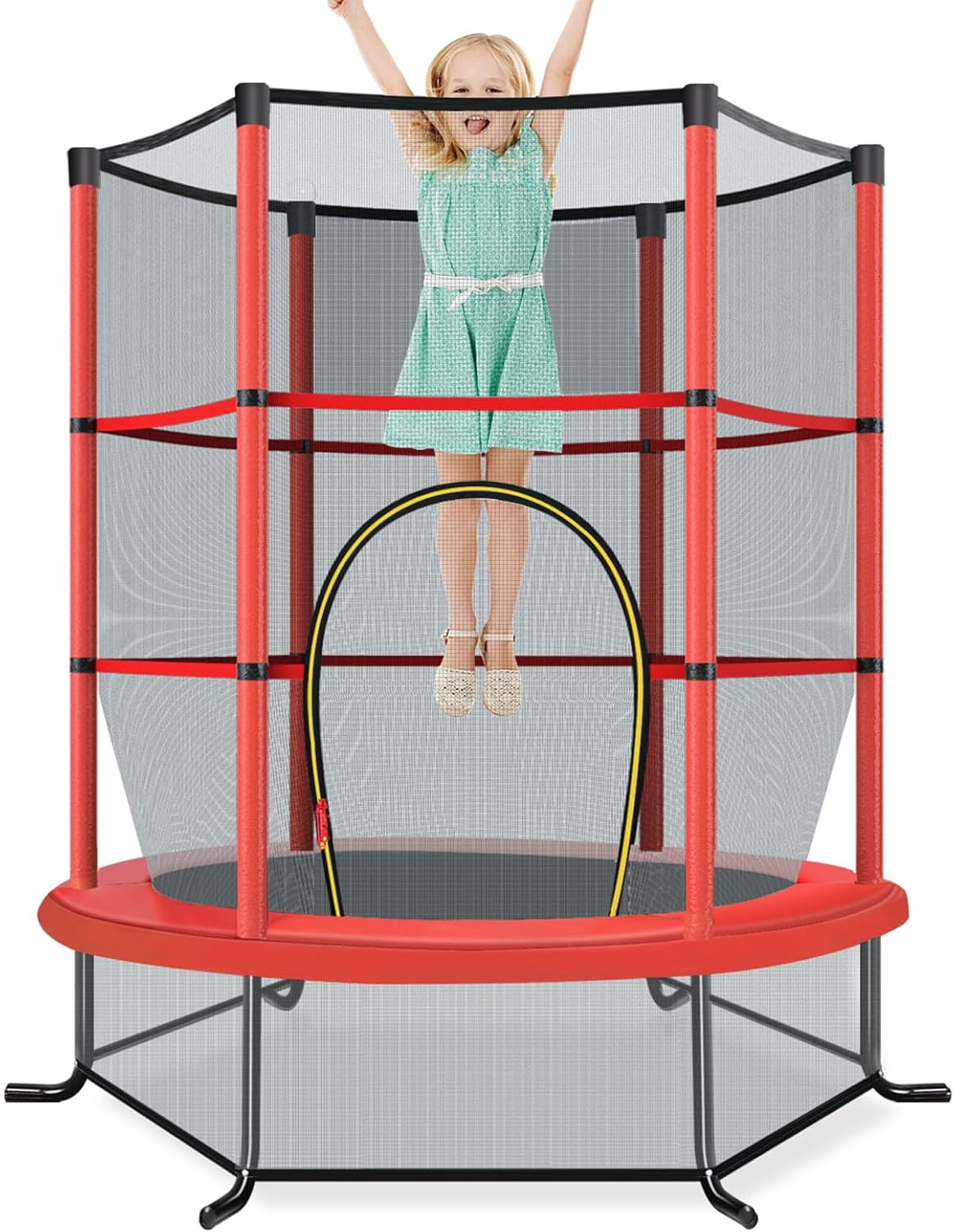 COSTWAY Trampoline Extérieur Enfants Ø165 CM avec Filet de Sécurité ...