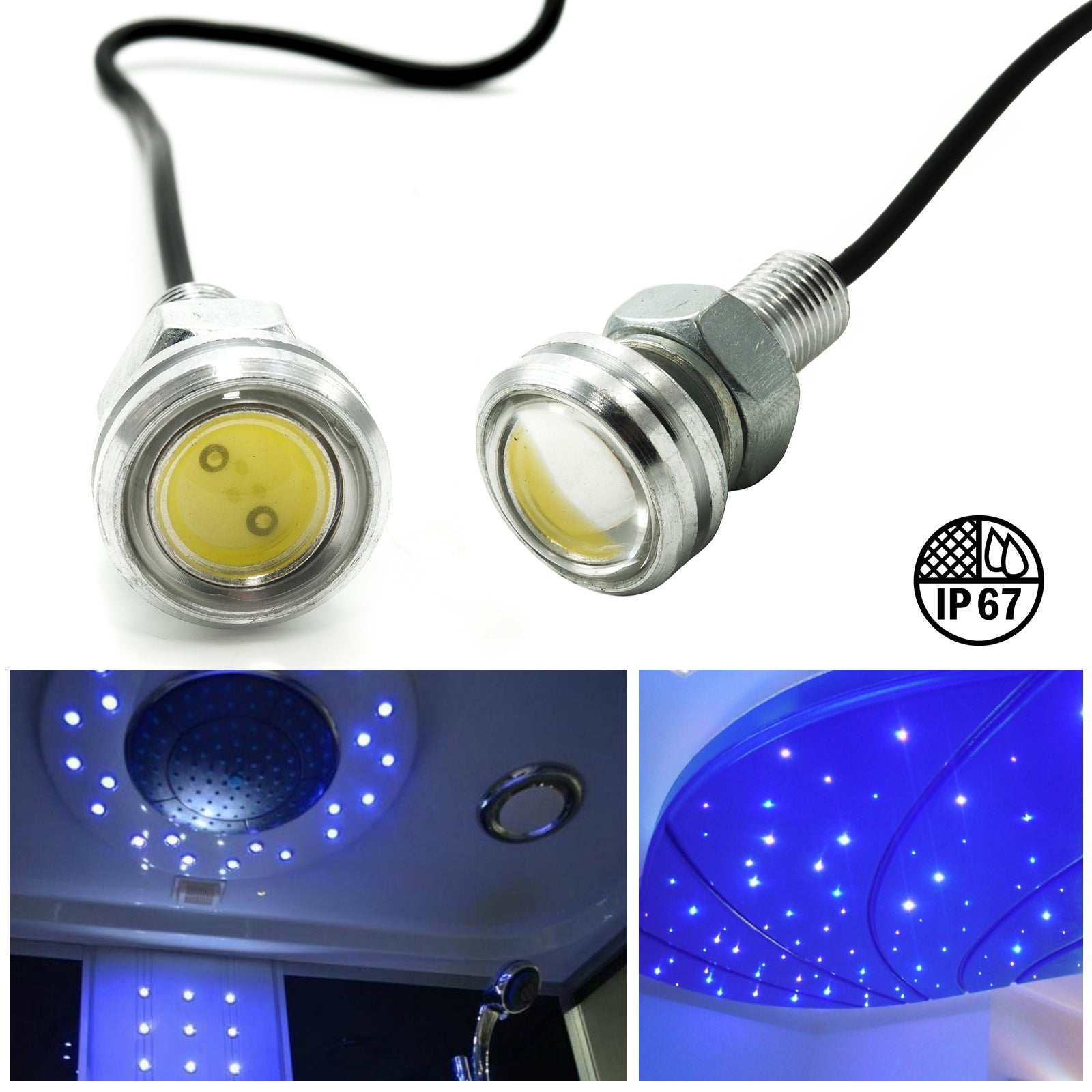 Starry sky kit 10pcs EAGLE LED spots 12v IP67 salle de douche box avec ...