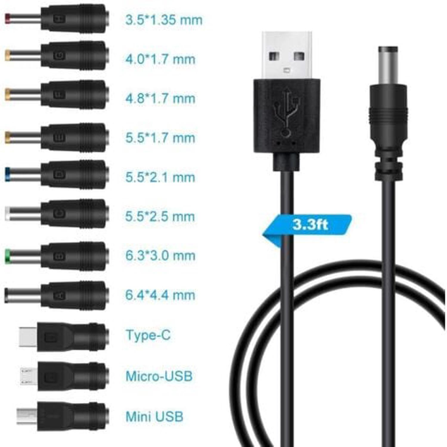 Cable usb vers dc 5v,Câble USB vers DC d'alimentation,11-en-1 DC ...