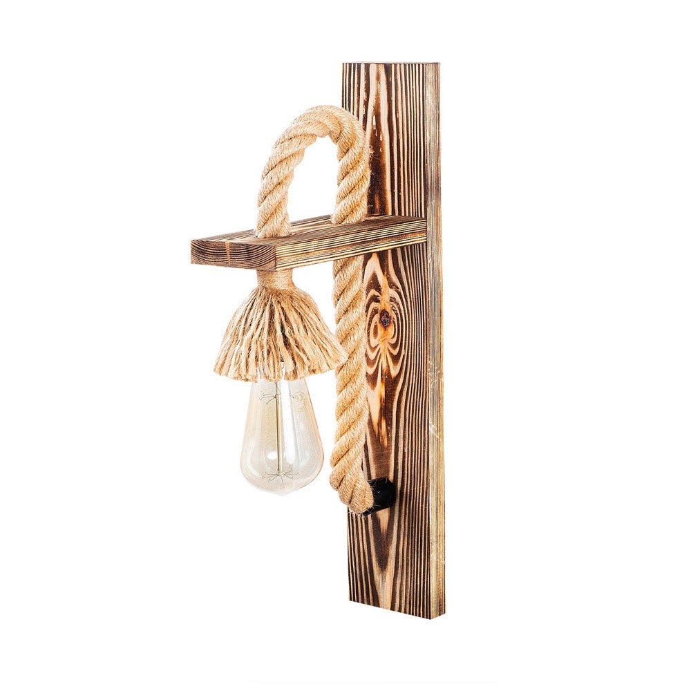 Applique murale rustique Gentry avec cordon de corde et cadre en bois ...