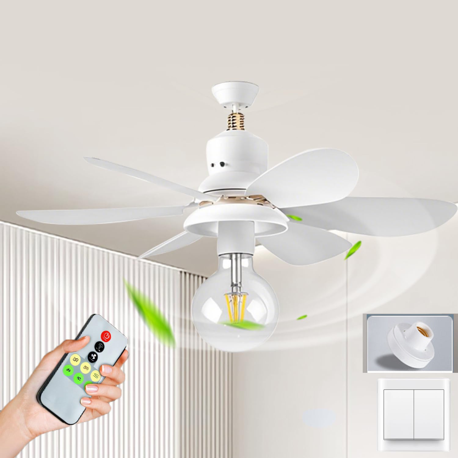 Ventilateur de plafond à visser de 42 cm avec télécommande et base ...