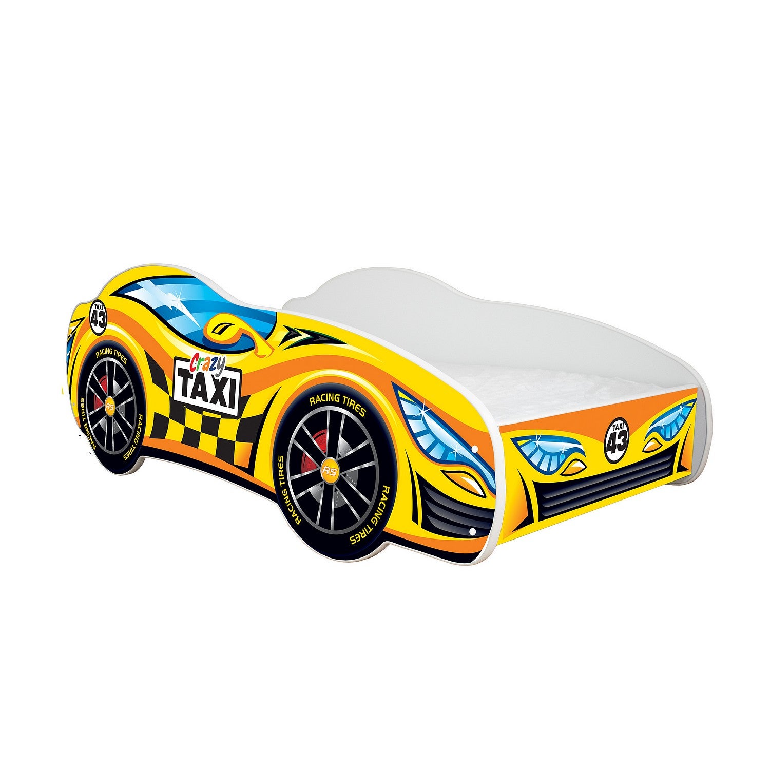 Lit enfant Voiture Racing car taxi jaune + Matelas | Leroy Merlin