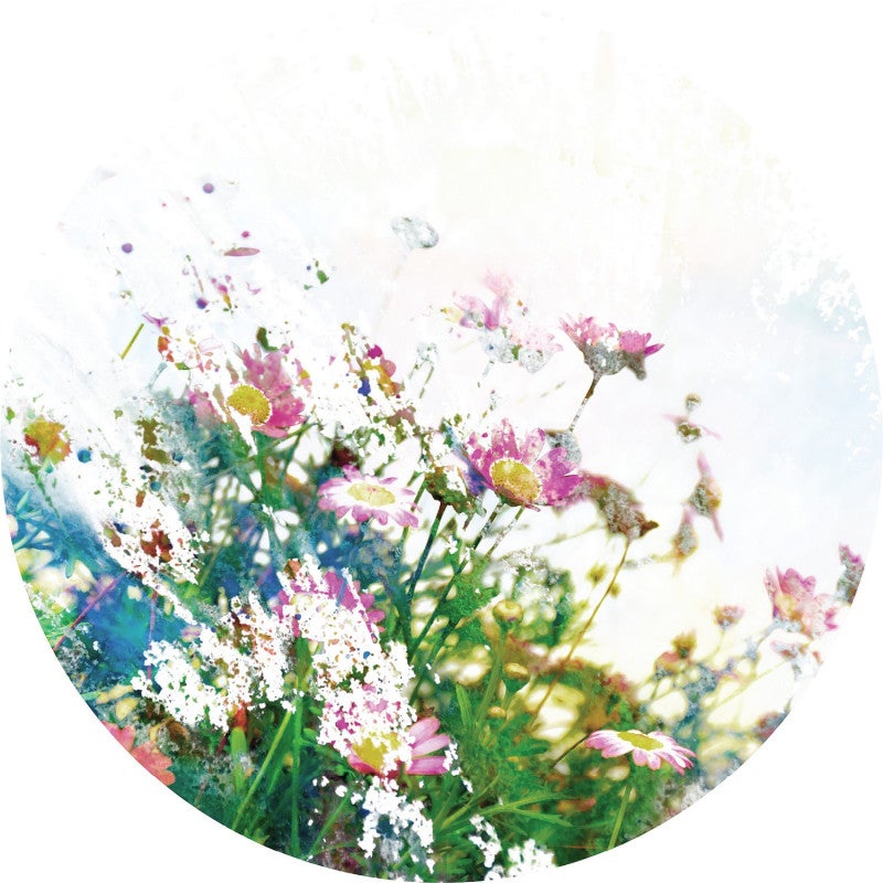 Photo murale ronde Thème Fleurs des champs - 70 x 70 cm | Leroy Merlin