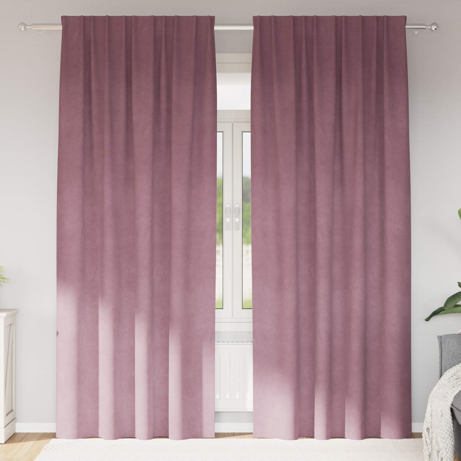 Rideaux occultants 2 pcs Rose foncé 140 x 260 cm Velours | Leroy Merlin