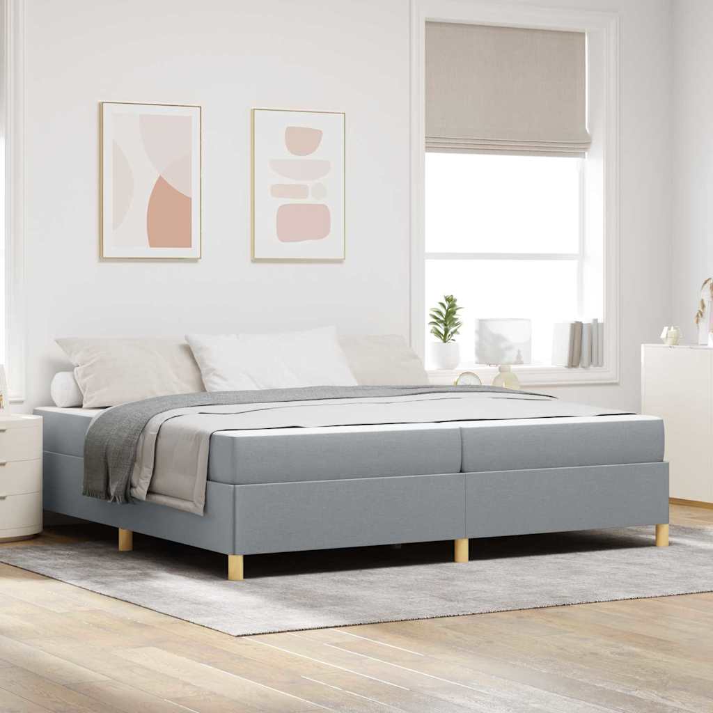 Cama tipo Box Spring Gris claro y Blanco 200 x 200 cm tela | Leroy Merlin
