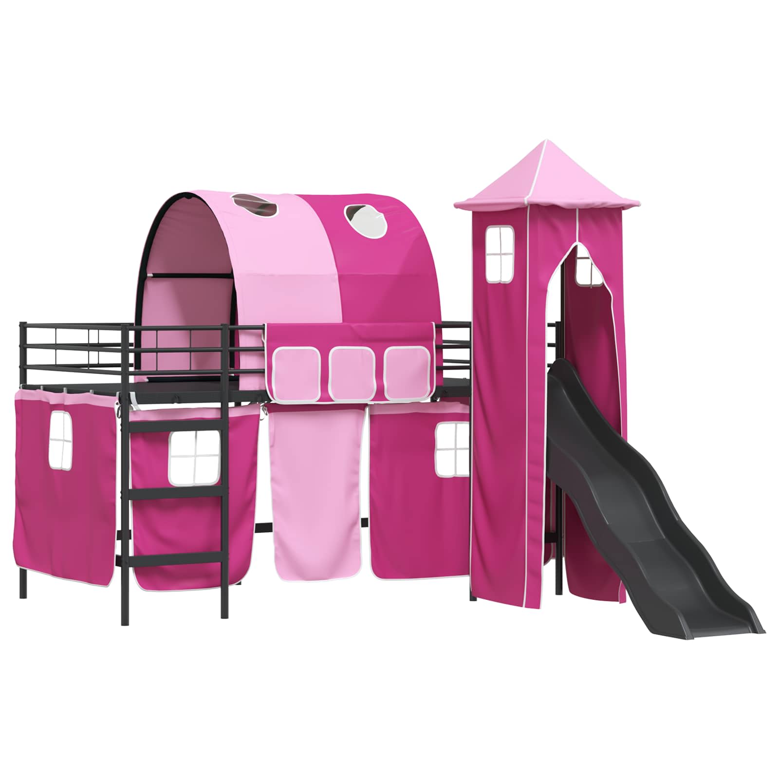 Estructura de litera para niños Negro y Rosa 107 x 203 cm Metal | Leroy ...