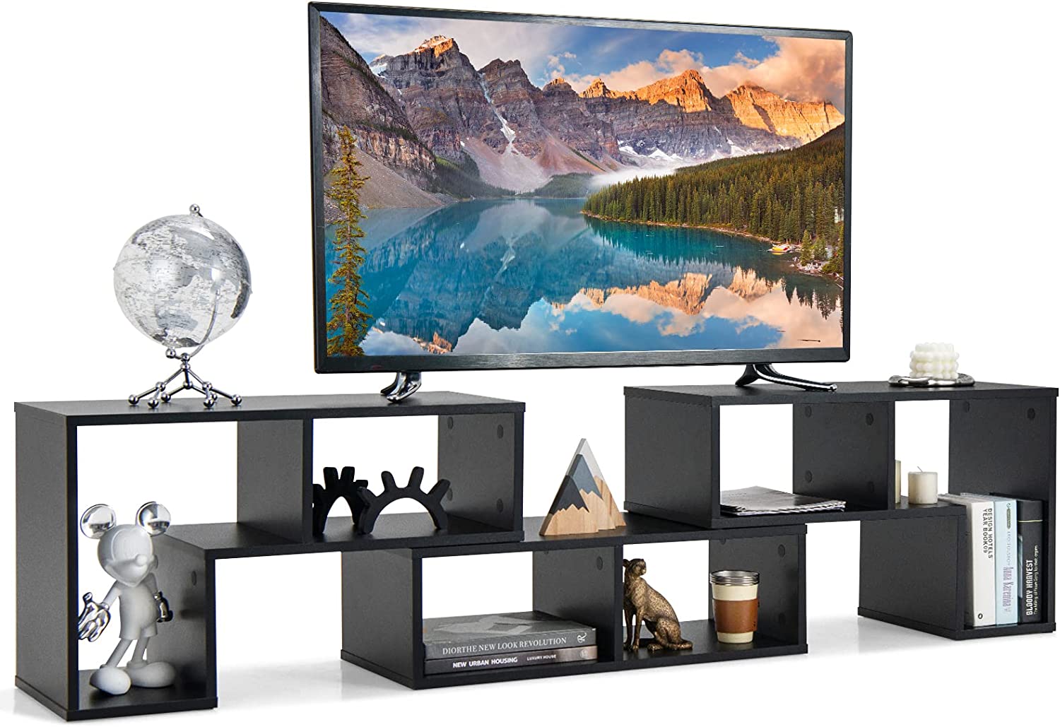 Meuble TV en 3 Pcs Modulaire, Meuble Télé Angle Extensible pour Télé 49 ...