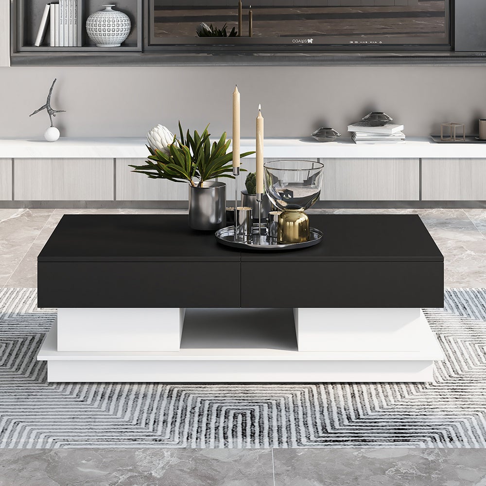 Table basse Rangement multifonctionnelTable basse noire avec tiroir ...