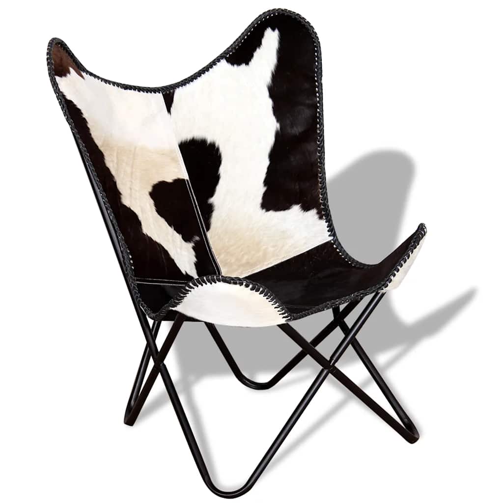 Sedia a farfalla in vera pelle nera e bianca - COMFORTXL | Leroy Merlin