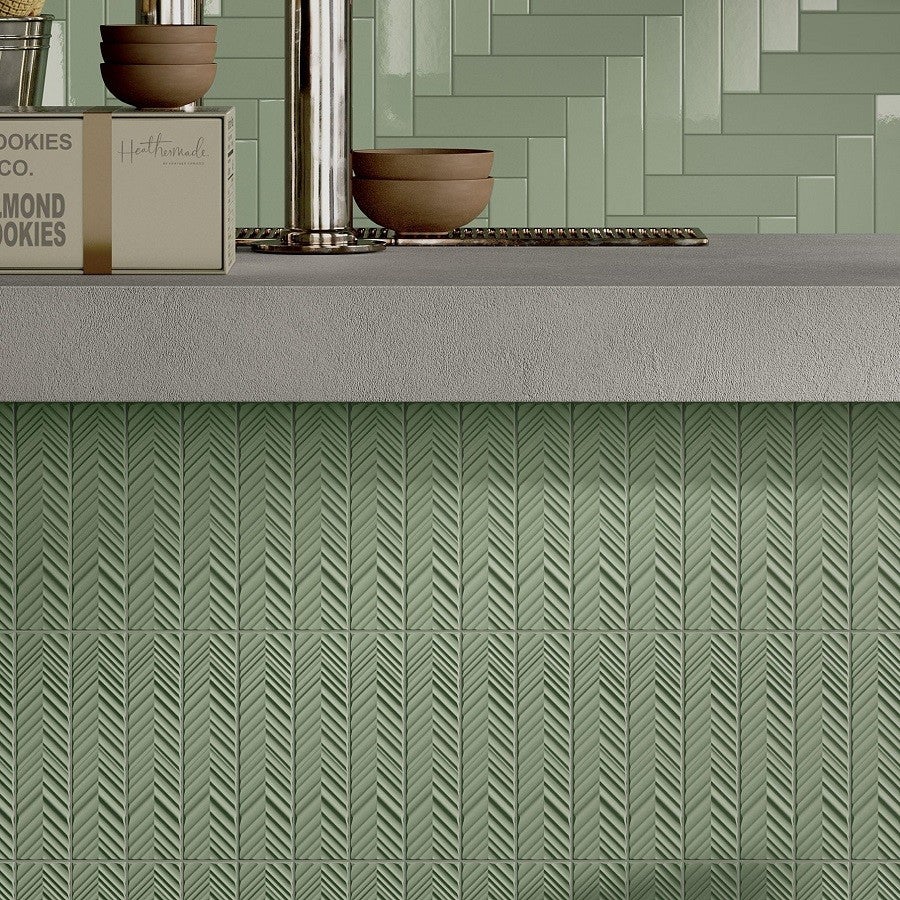 Carrelage Dust Sage Decor 5x20 Cm Finition Ligne | Leroy Merlin