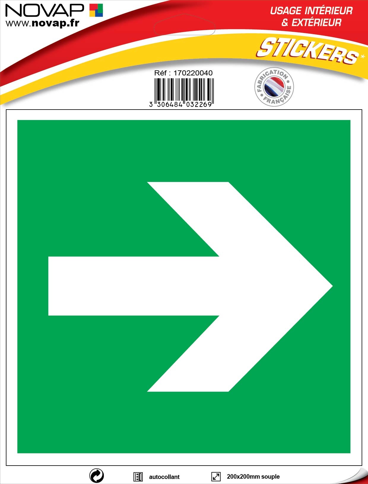 Panneau Flèche verte - Vinyle adhésif 200x200mm - 4032269 | Leroy Merlin