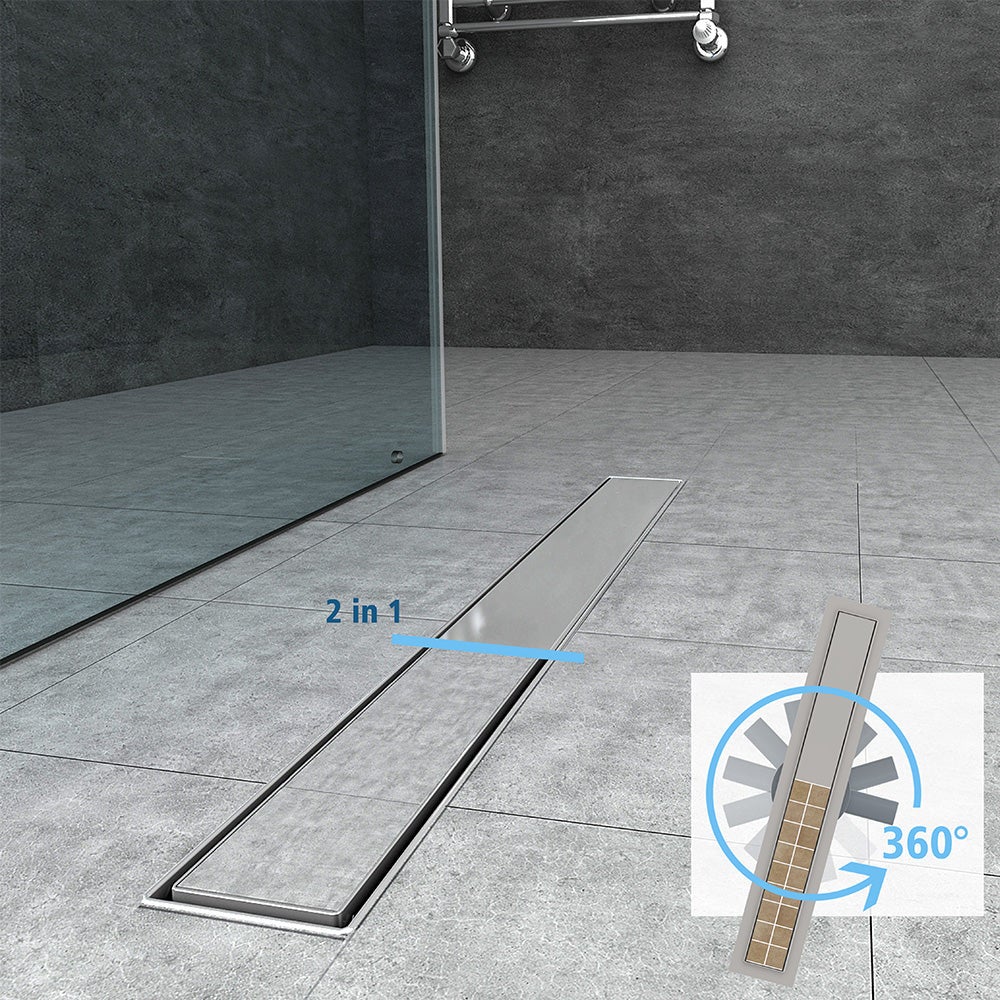 GRAND VERRE Caniveau de douche Siphon tournant 360° à carreler pour ...