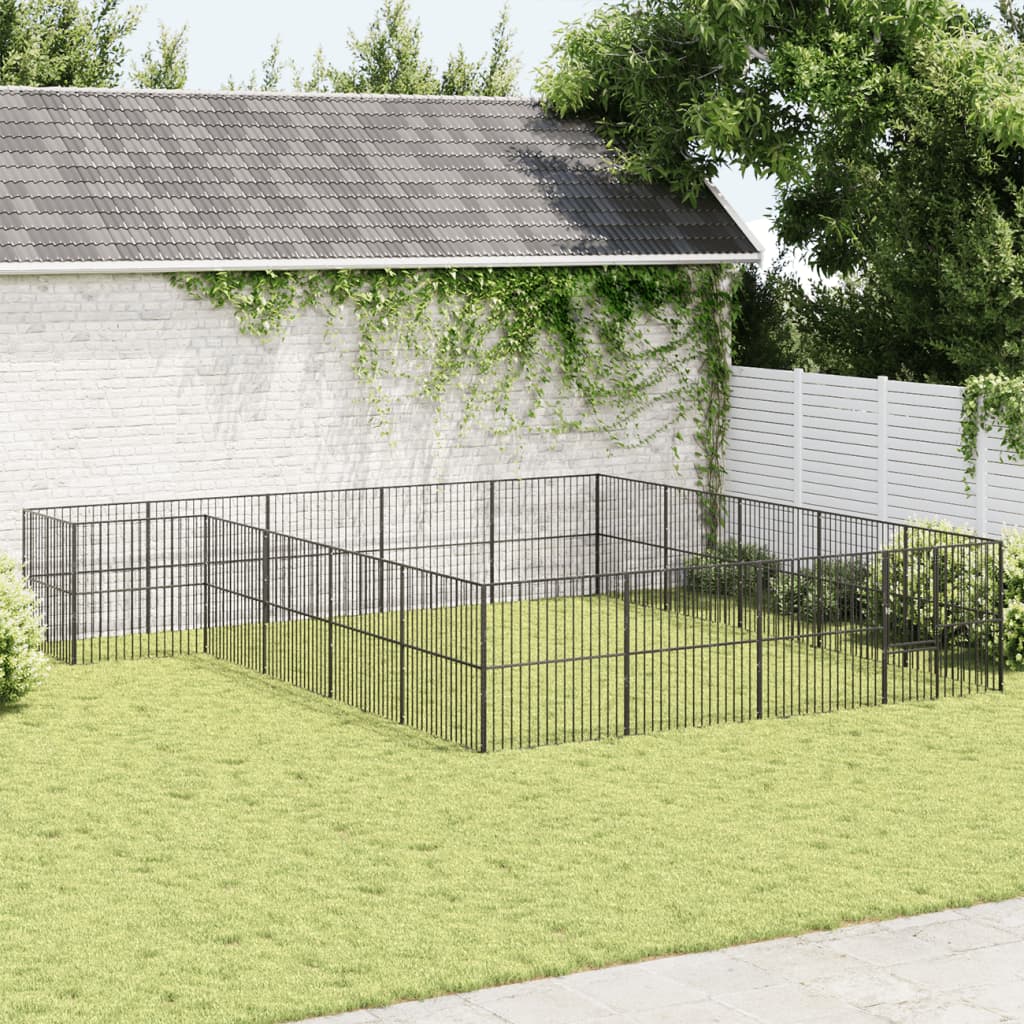 Parque para perros 20 paneles acero galvanizado negro | Leroy Merlin